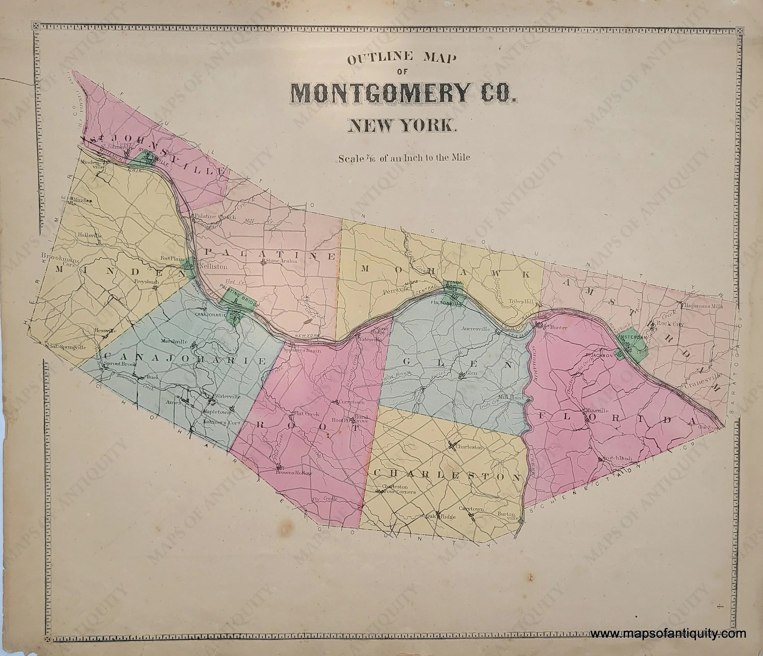 1868 Genuine Antique Map Outline map of Montgomery County, New York (New York) – Maps of Antiquity