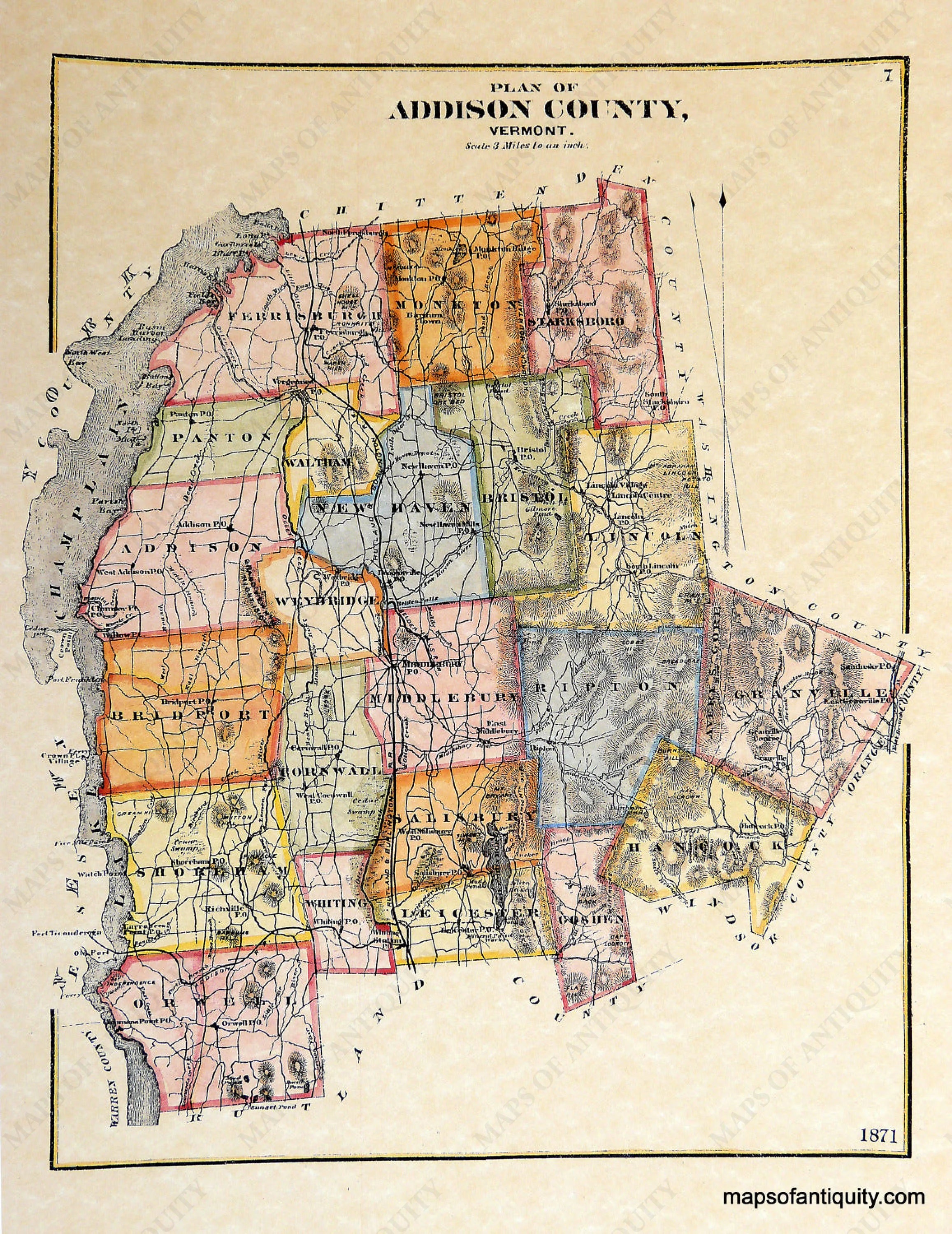 Plan of Addison County, Vermont - Reproduction - – Maps of Antiquity