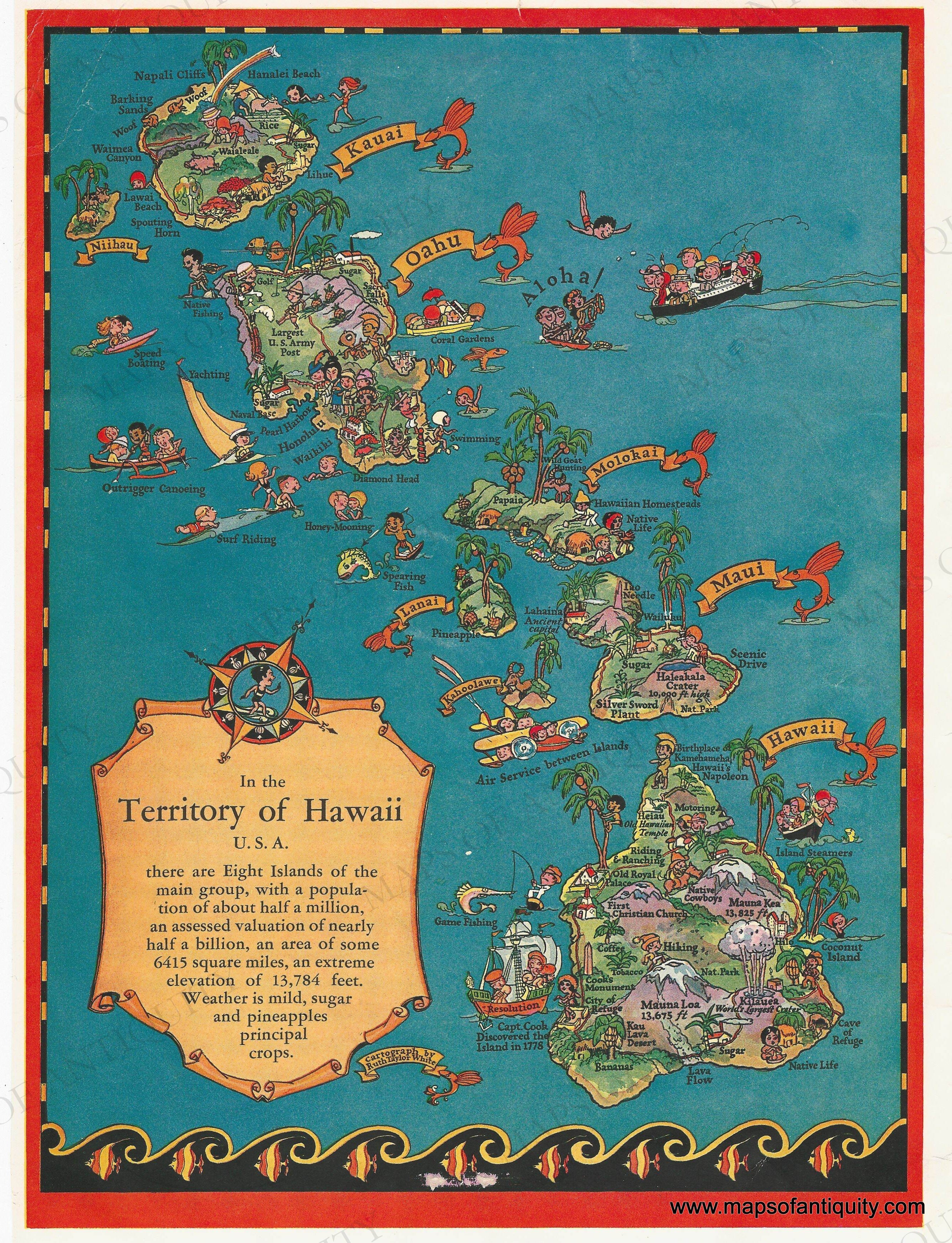 1943 Island Of Maui In The Territory Of Hawaii Double Sided Map
