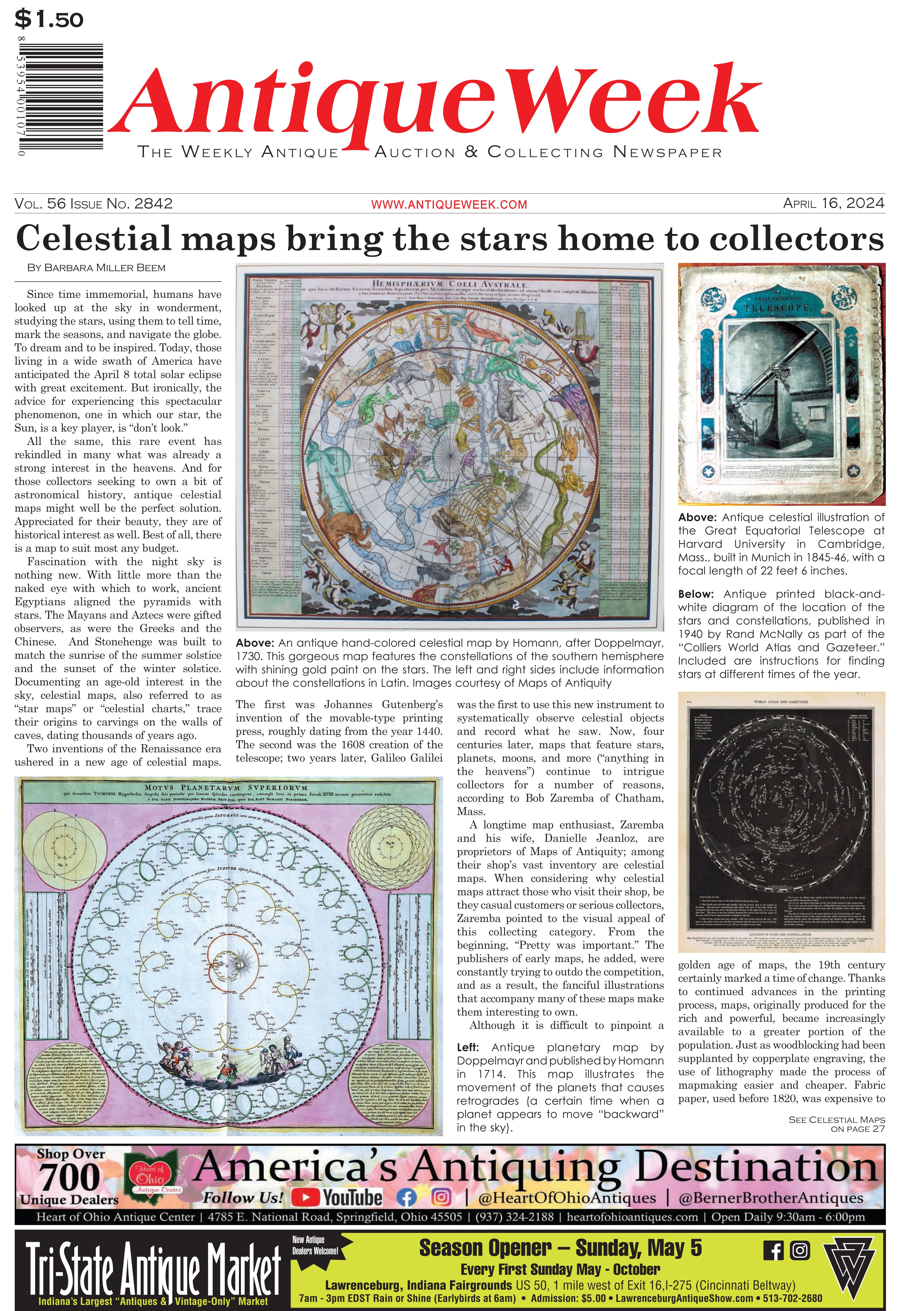 We were Featured in the Cover Article of Antique Week Newspaper! – Maps ...