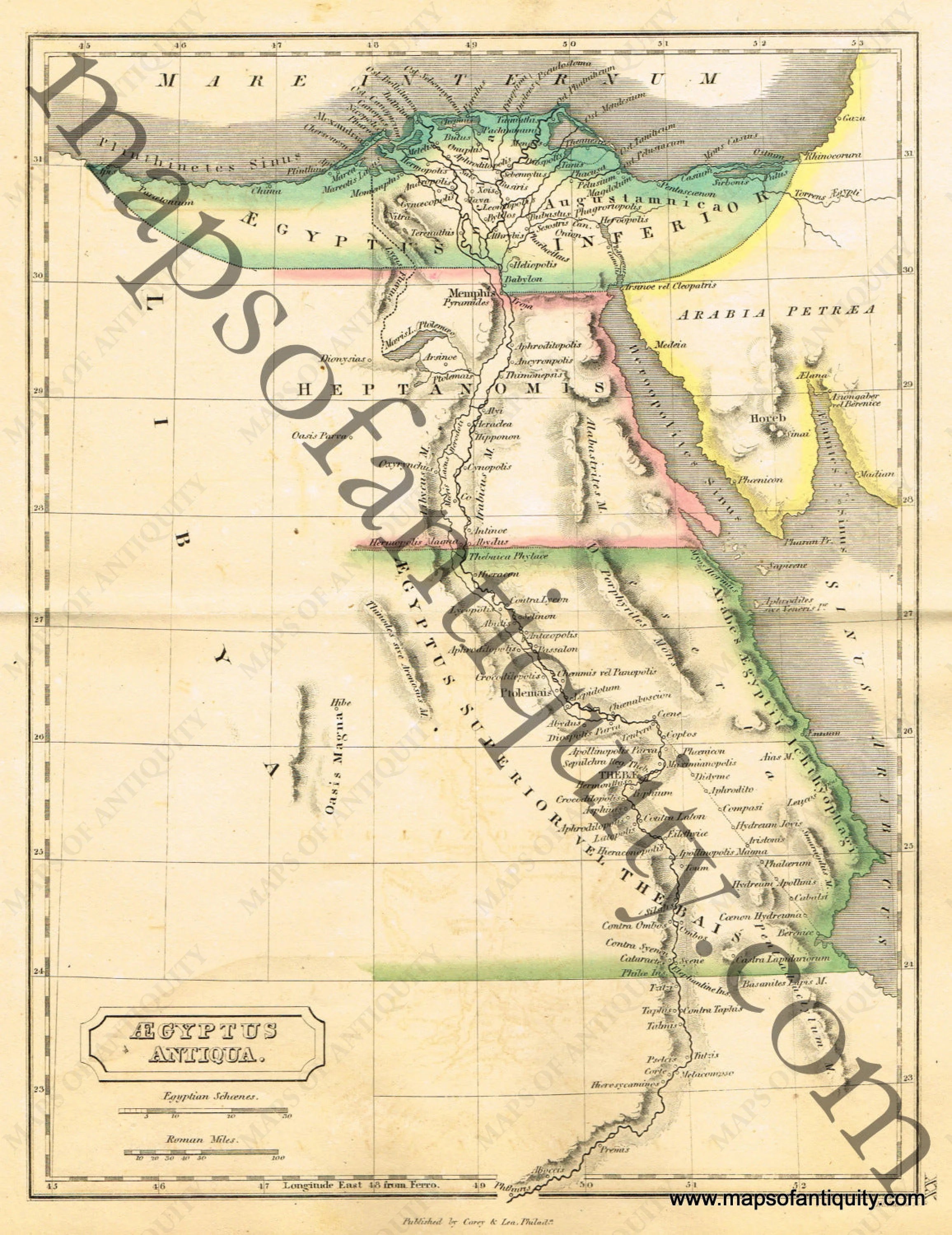 1838 - Aegyptus Antiqua - Antique Map – Maps of Antiquity