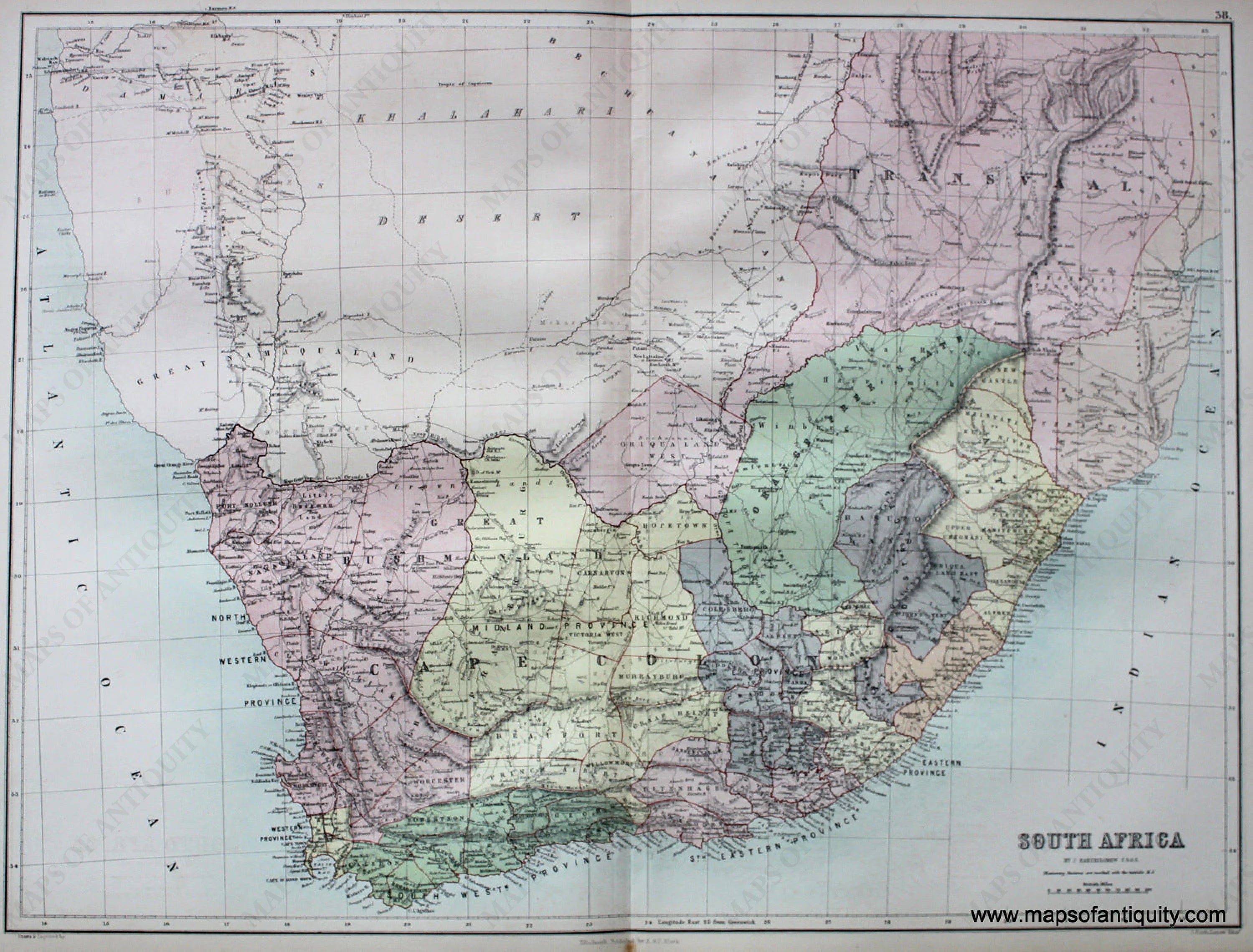 1879 - South Africa - Antique Map – Maps of Antiquity