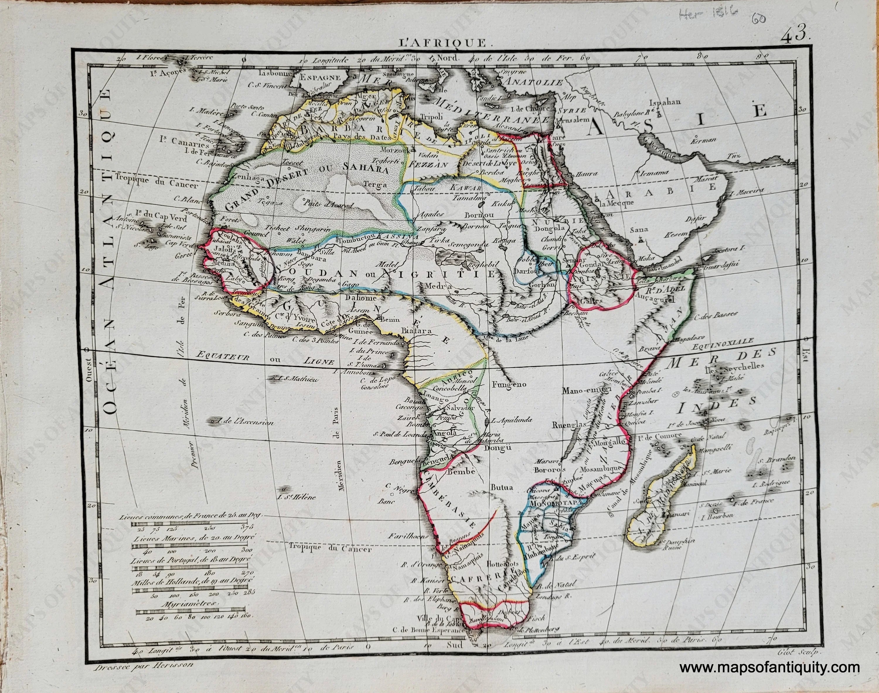1816 Genuine Antique Map Africa - L'Afrique – Maps of Antiquity