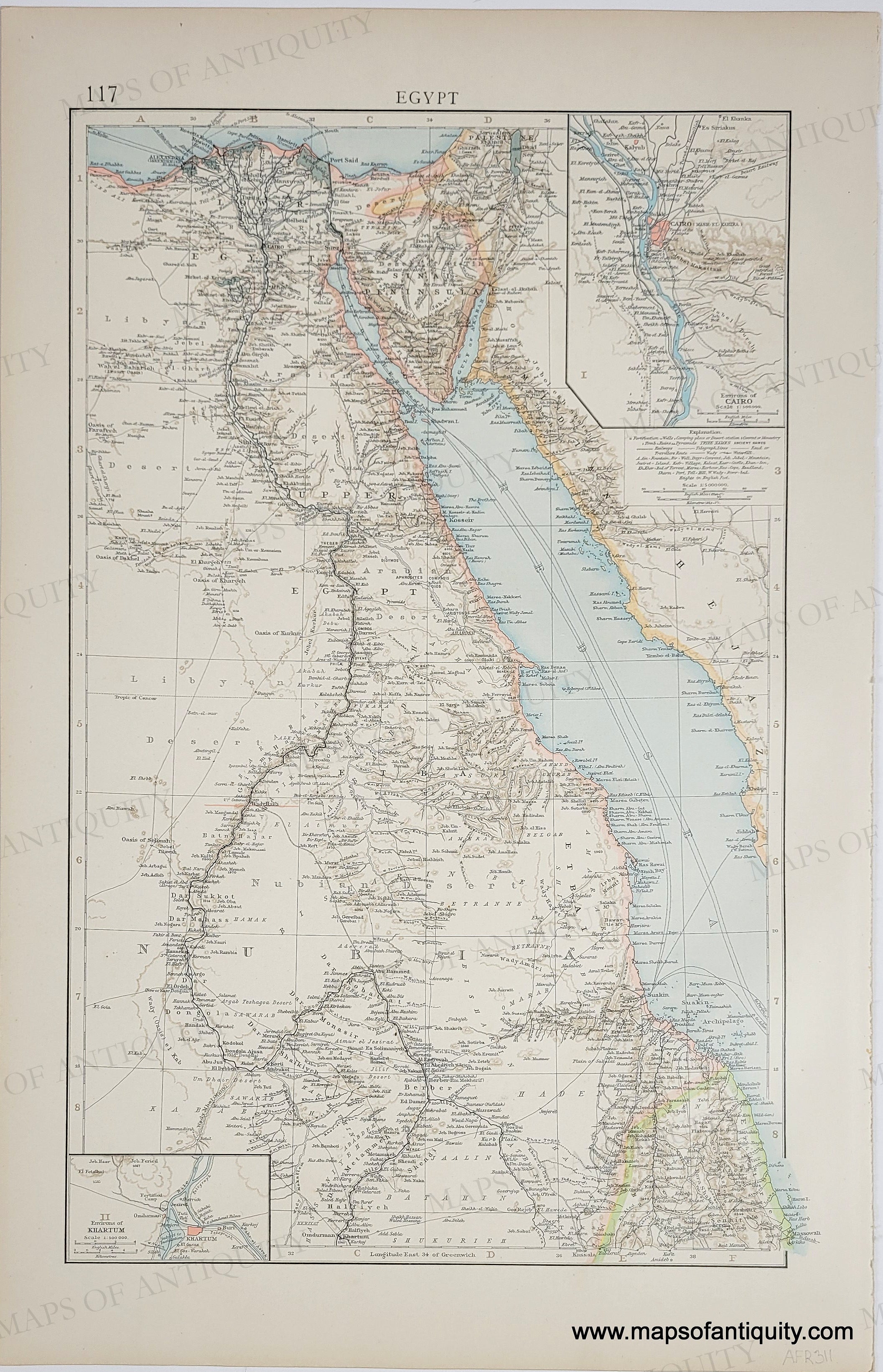 1900 - Egypt - Genuine Antique Map – Maps of Antiquity