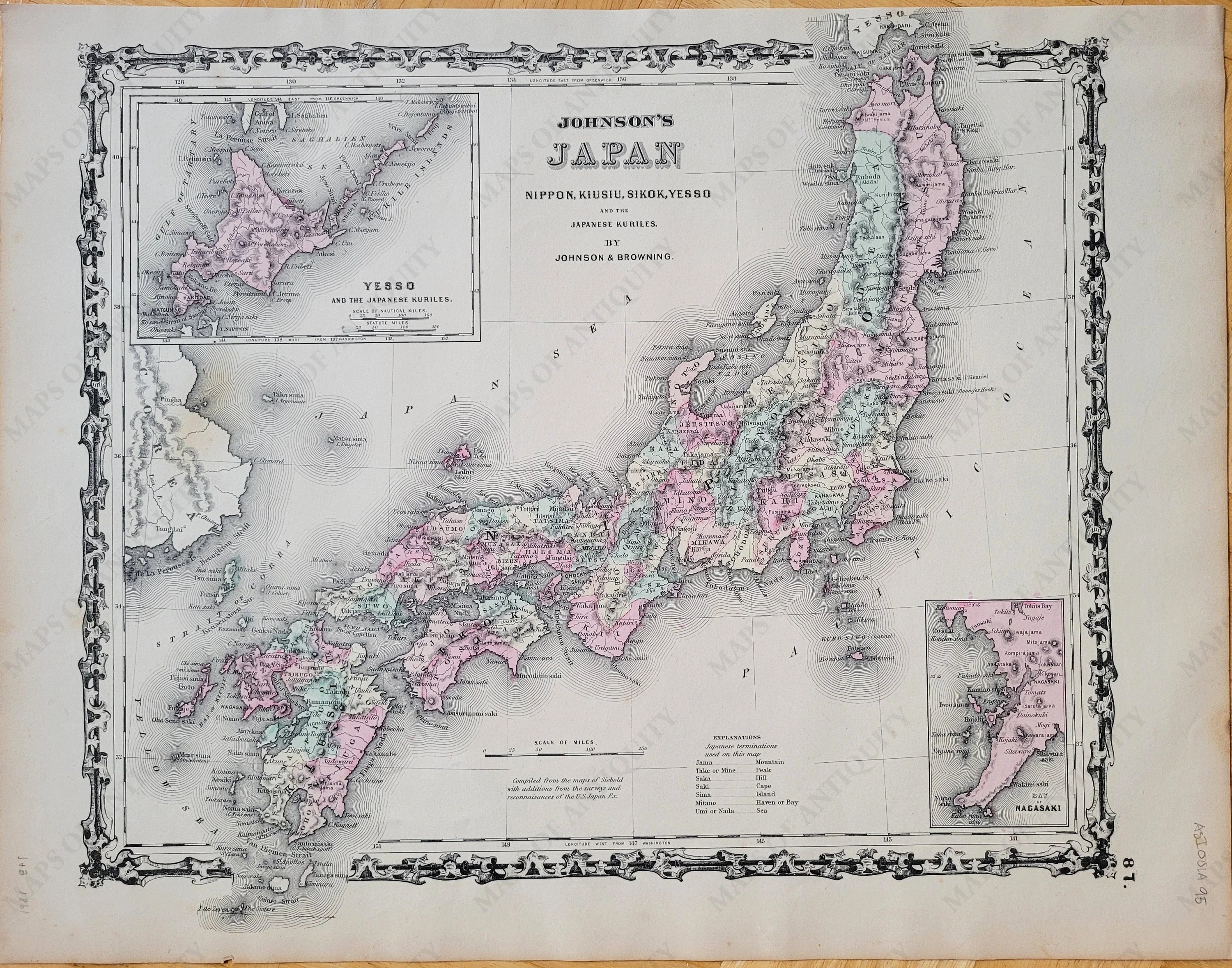 1861 - Johnson's Japan Nippon, Kiusiu, Sikok, Yesso and the Japanese K ...