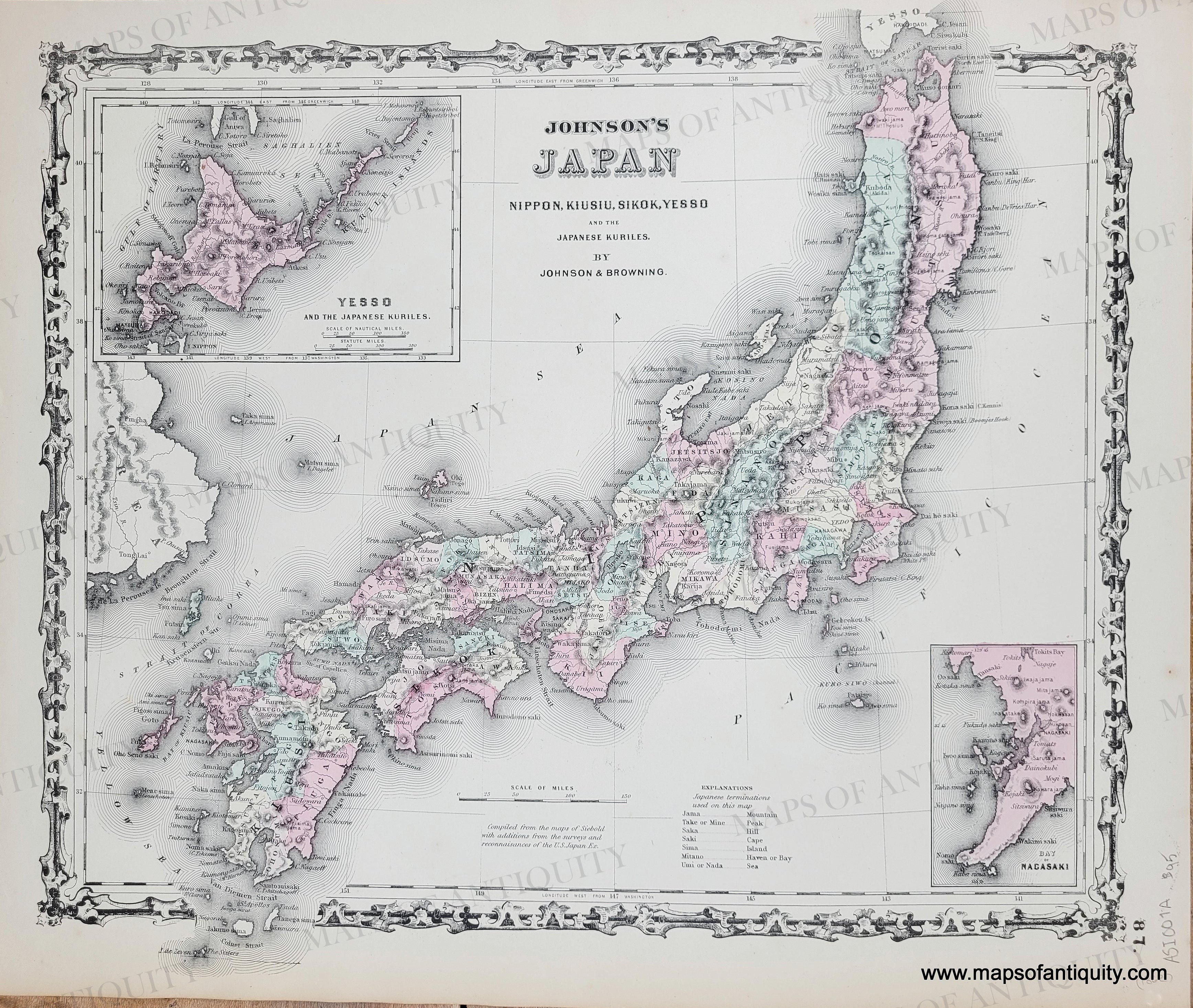 1862 - Johnson's Japan Nippon, Kiusiu, Sikok, Yesso and the Japanese K ...