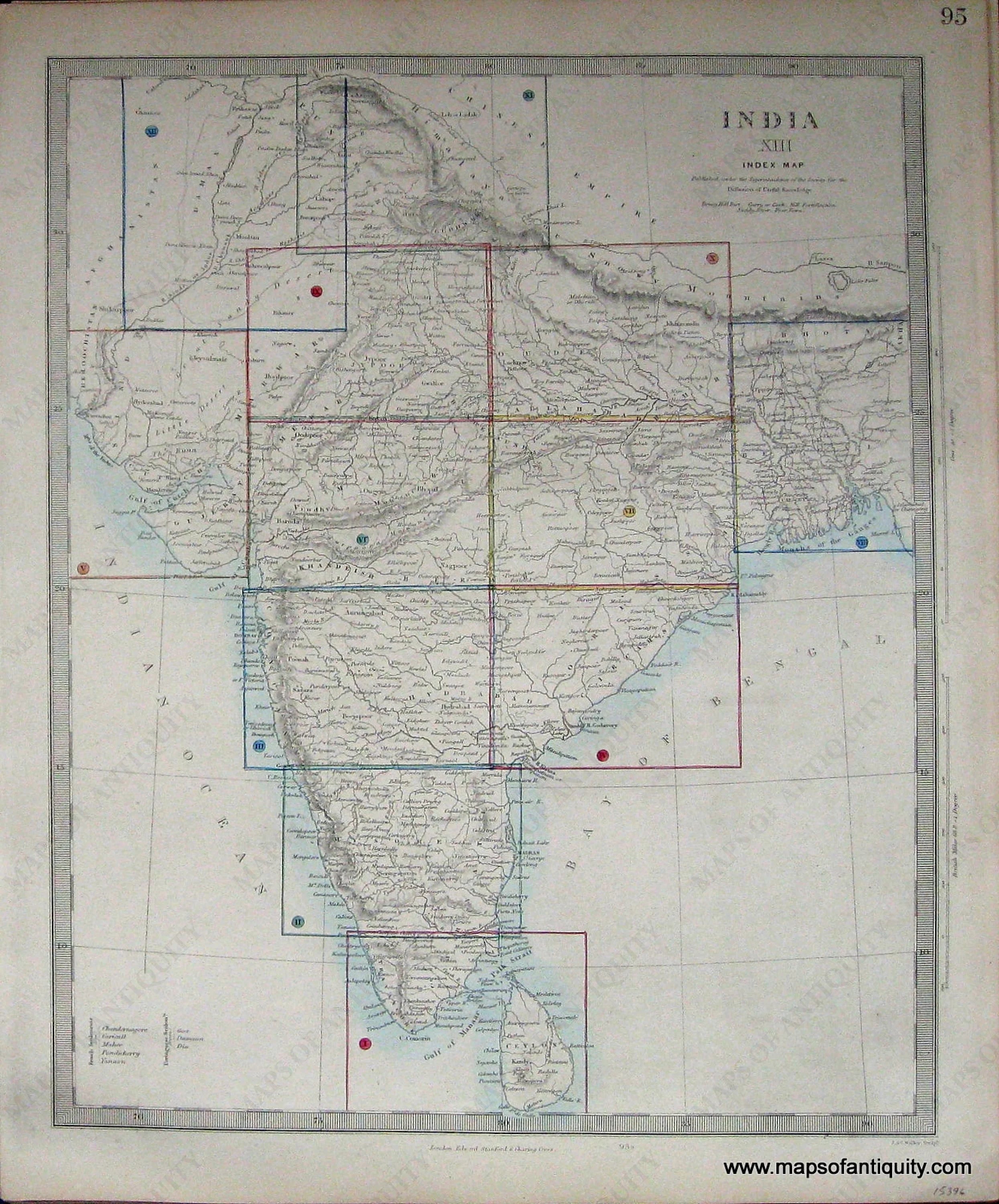 1845 - India XIII Index Map Published under the Superintendence of the ...