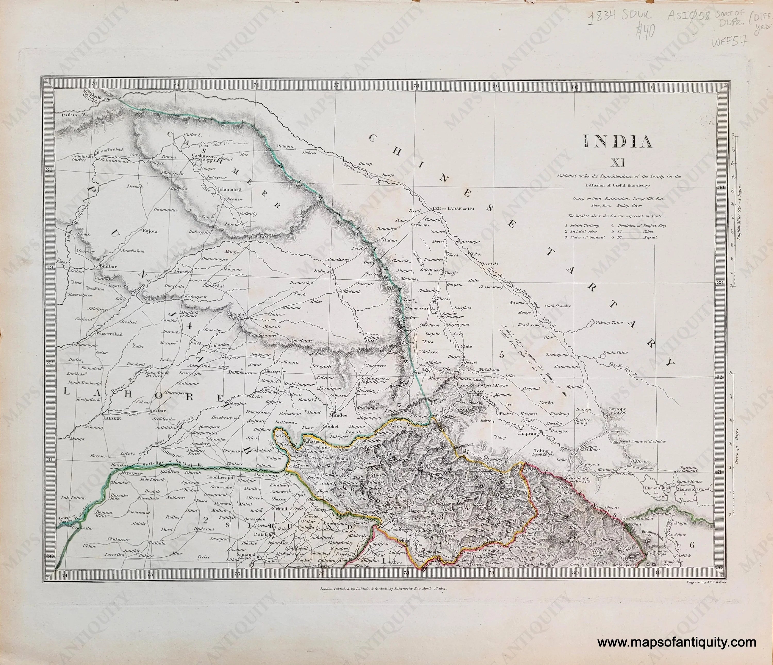 1834 - India XI. North central and east regions. - Antique Map – Maps ...