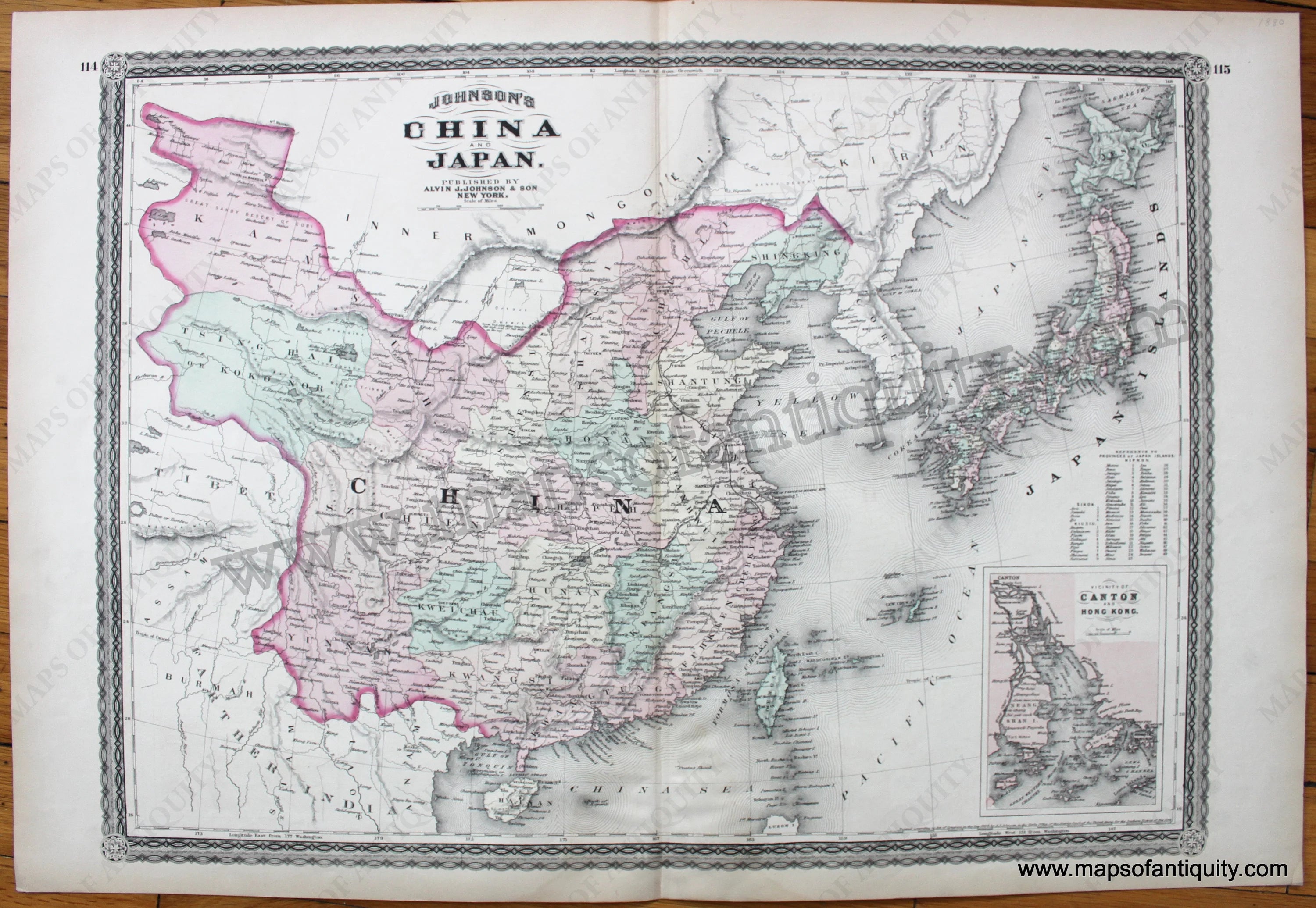 1880 - Johnson's China and Japan - Antique Map – Maps of Antiquity