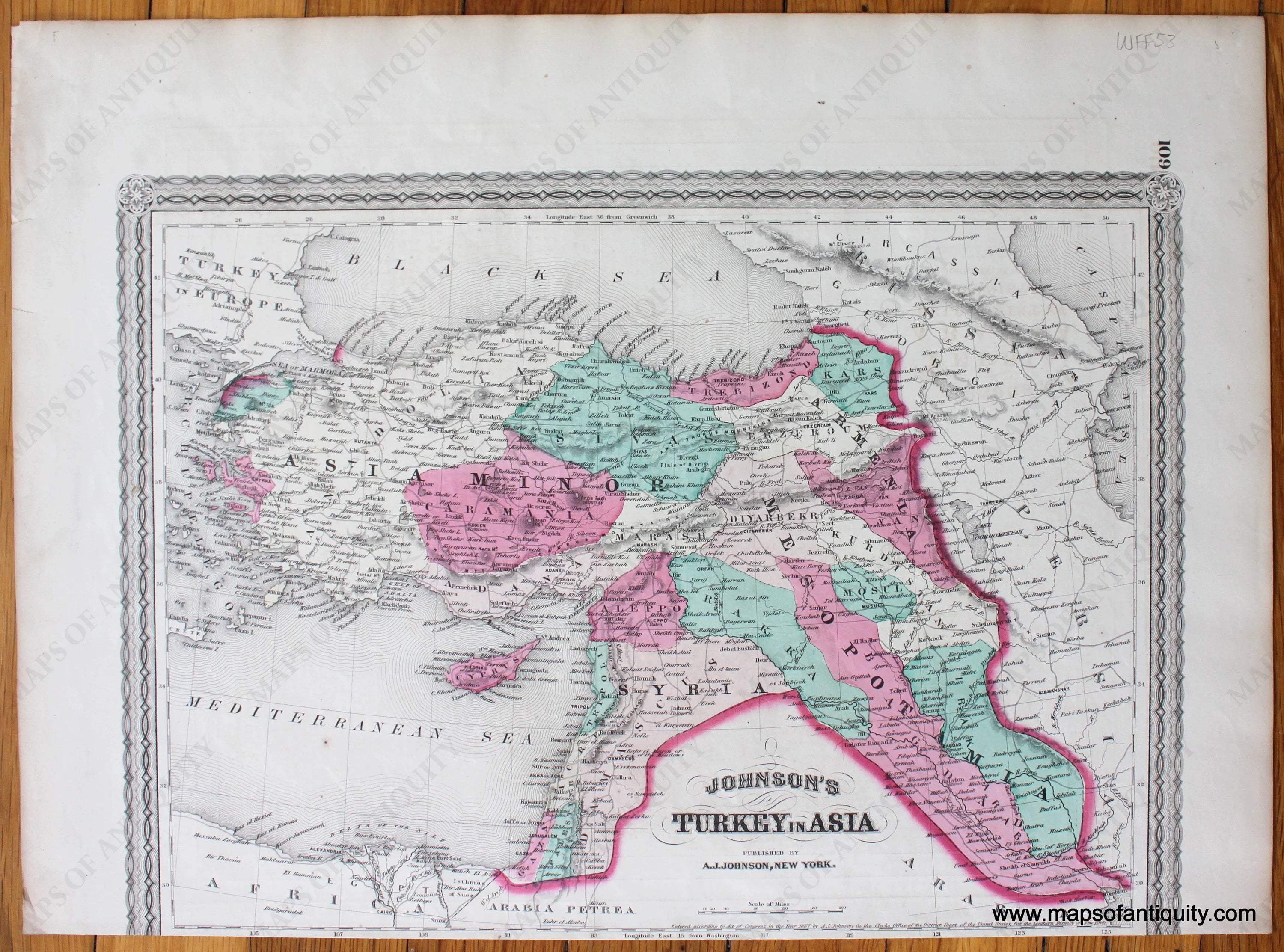1870 - Johnson's Turkey in Asia - Antique Map – Maps of Antiquity
