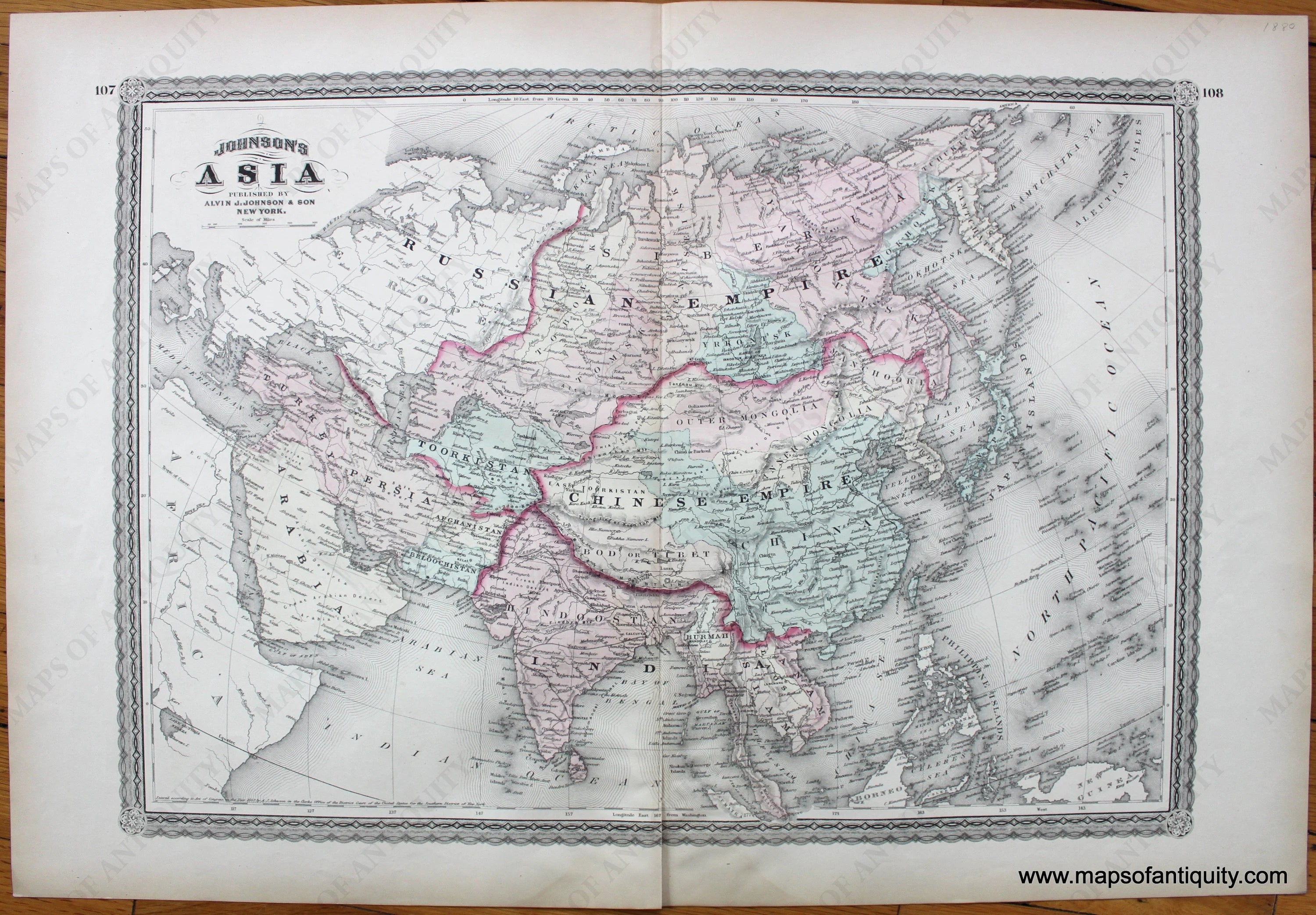 1880 - Johnson's Asia - Antique Map – Maps of Antiquity