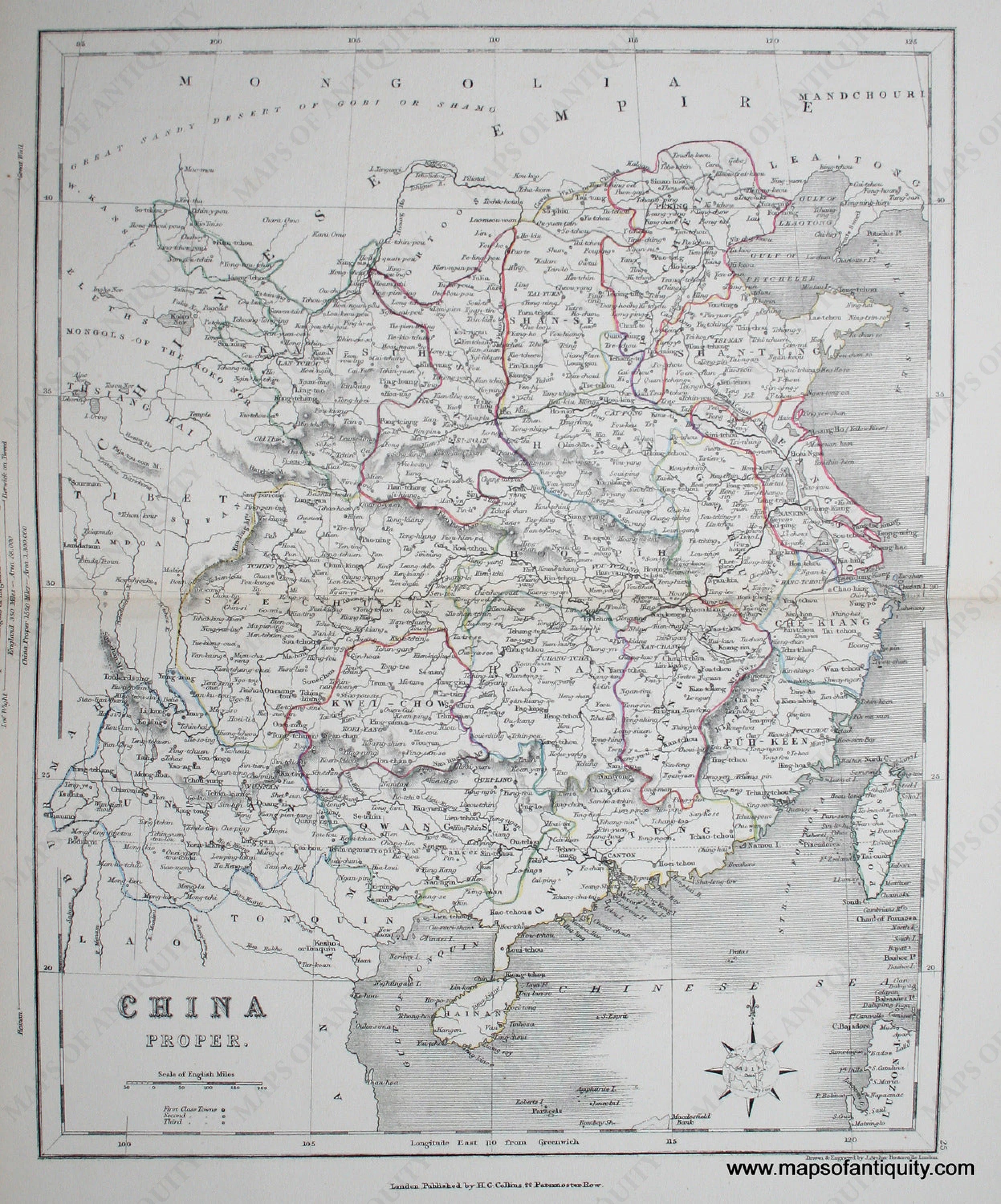 1850 - China Proper - Antique Map – Maps of Antiquity