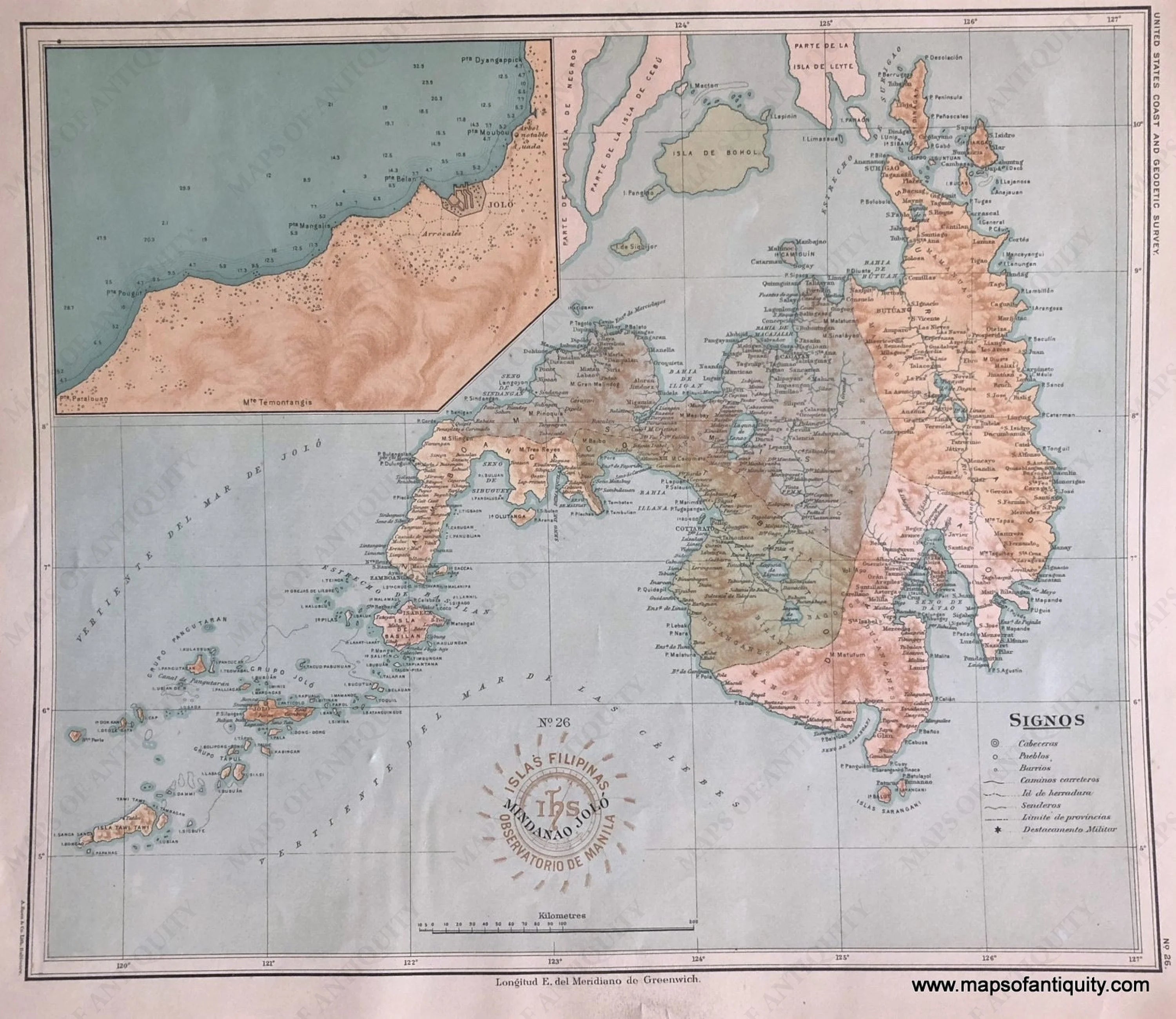 1899 - Mindanao and Jolo Islands Philippines - Antique Map – Maps of ...
