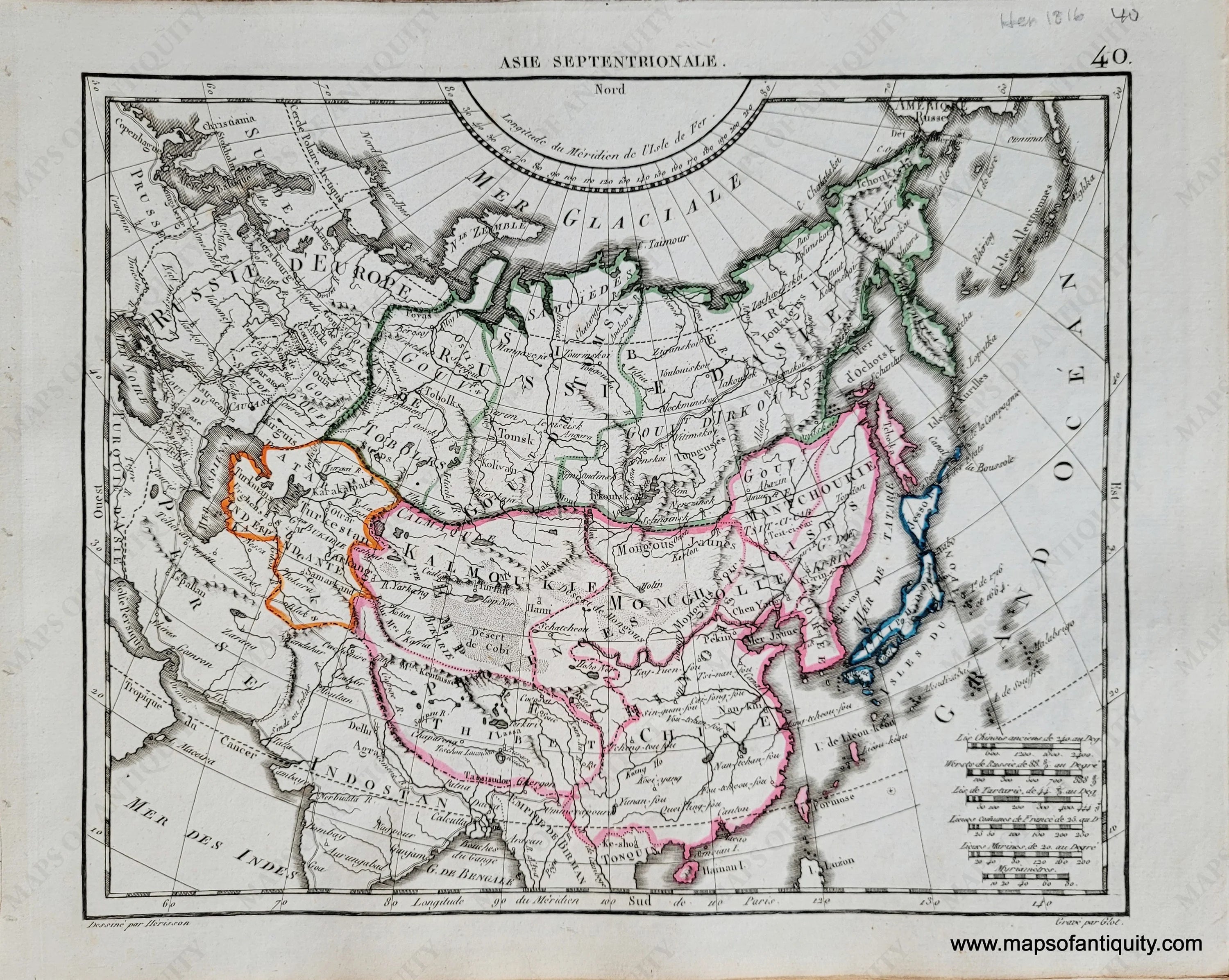 1816 Genuine Antique Map Northern Asia - Asie Septentrionale – Maps of ...