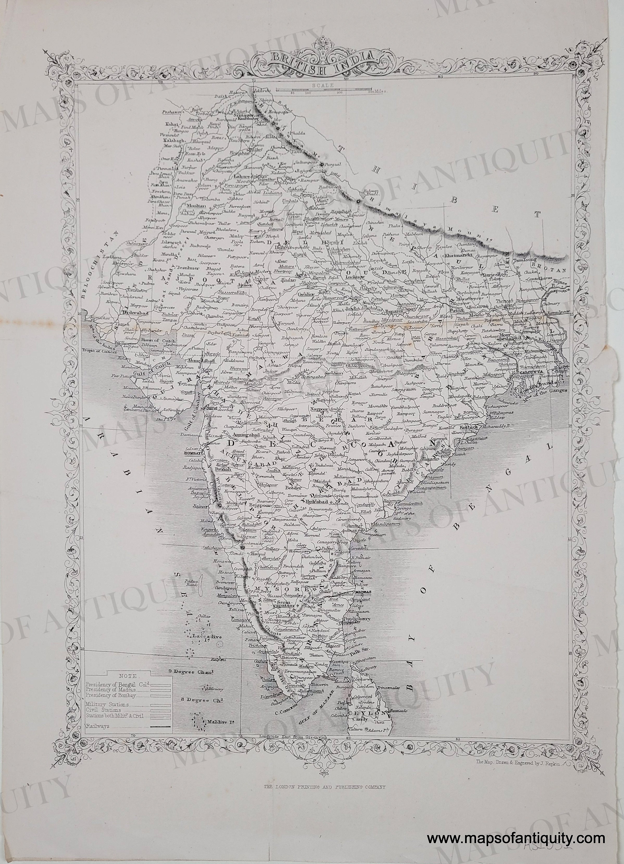 1851 Genuine Antique Map British India – Maps of Antiquity