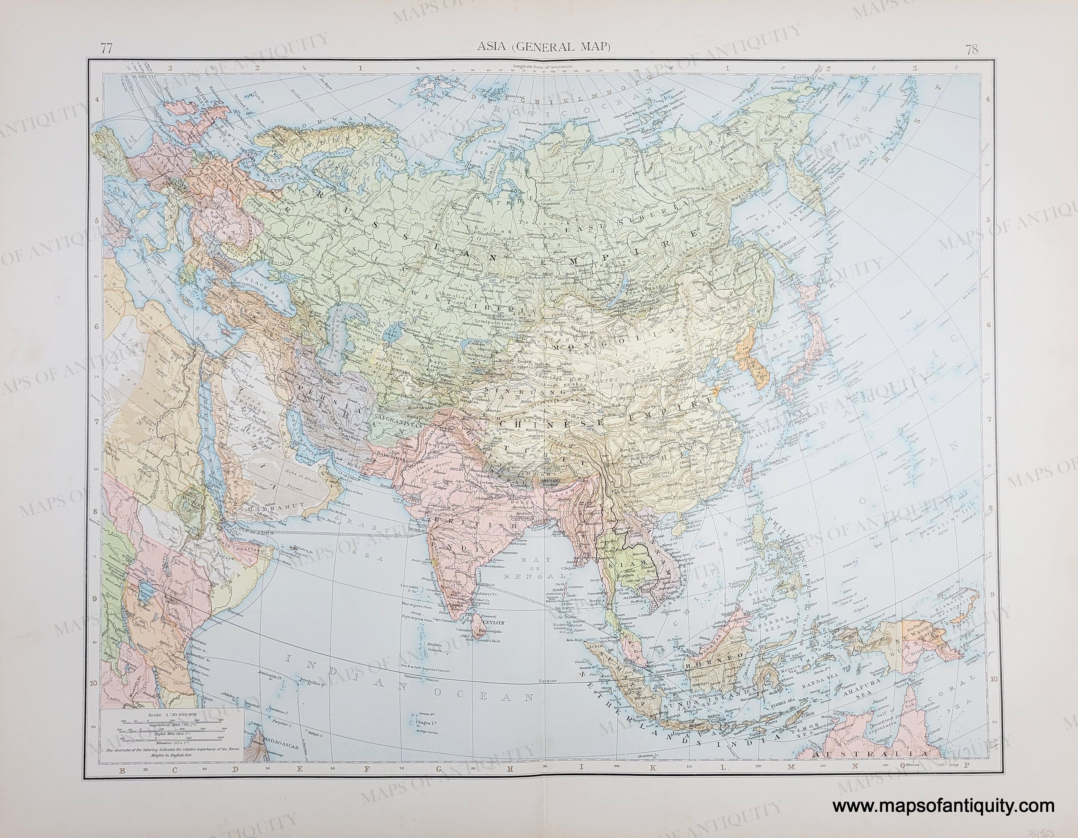 1900 - Asia (General Map) - Genuine Antique Map – Maps of Antiquity