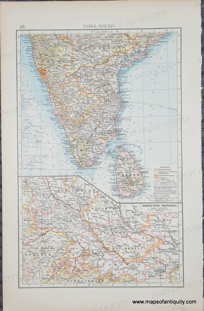 1900 - India, South - Genuine Antique Map – Maps of Antiquity