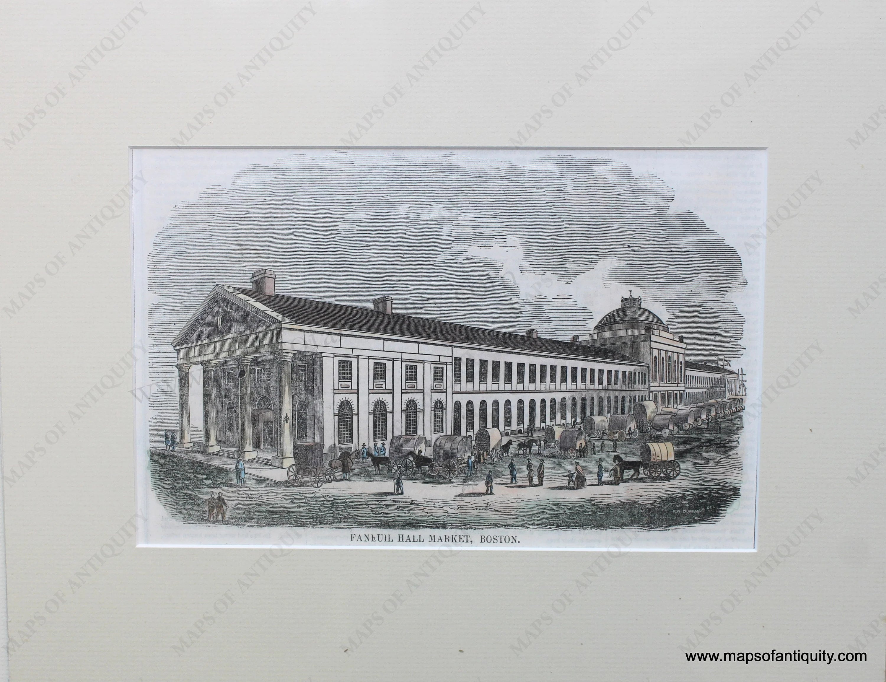 1852 - Faneuil Hall Market, Boston - Antique Print – Maps of Antiquity