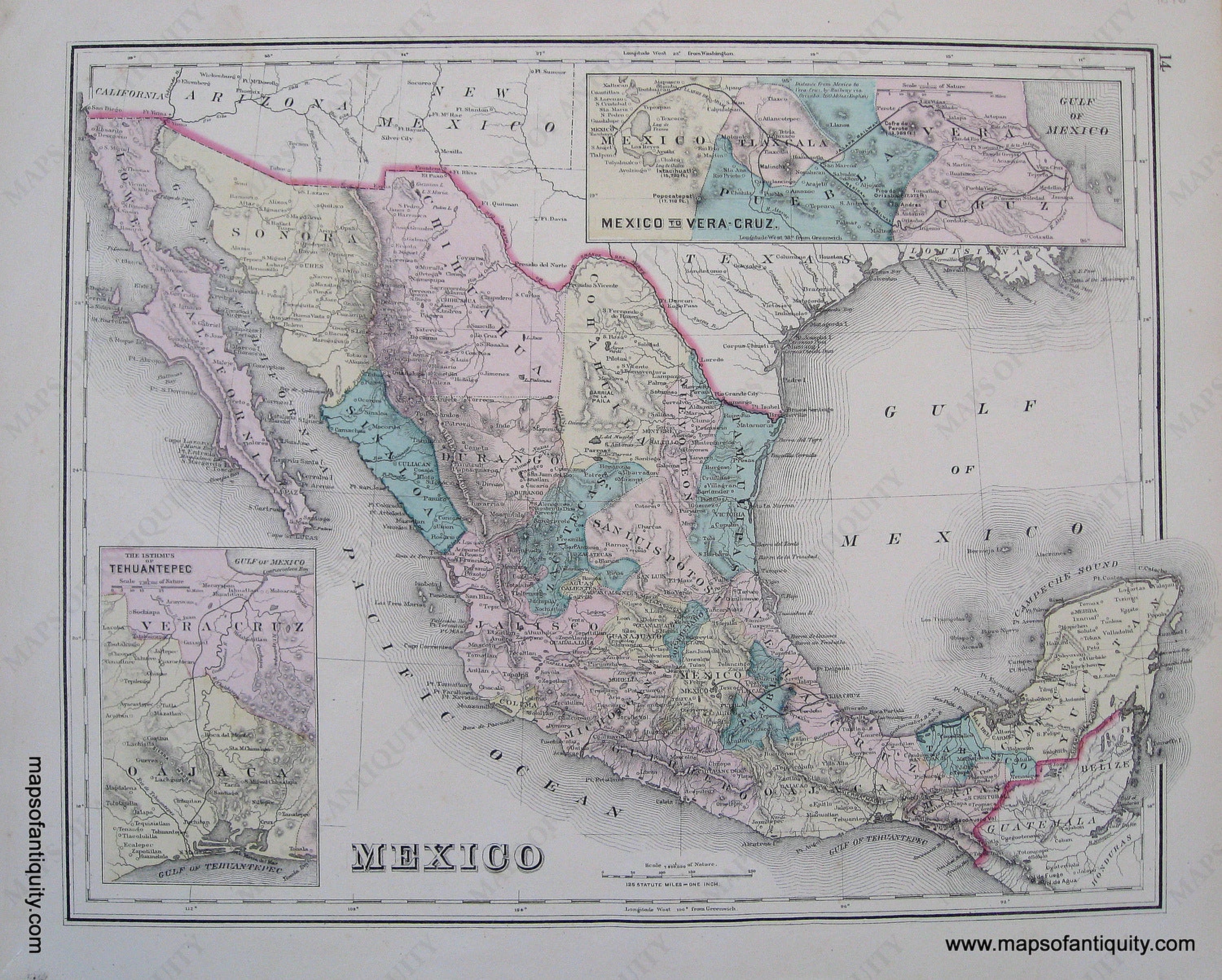 1876 - Mexico - Antique Map – Maps of Antiquity