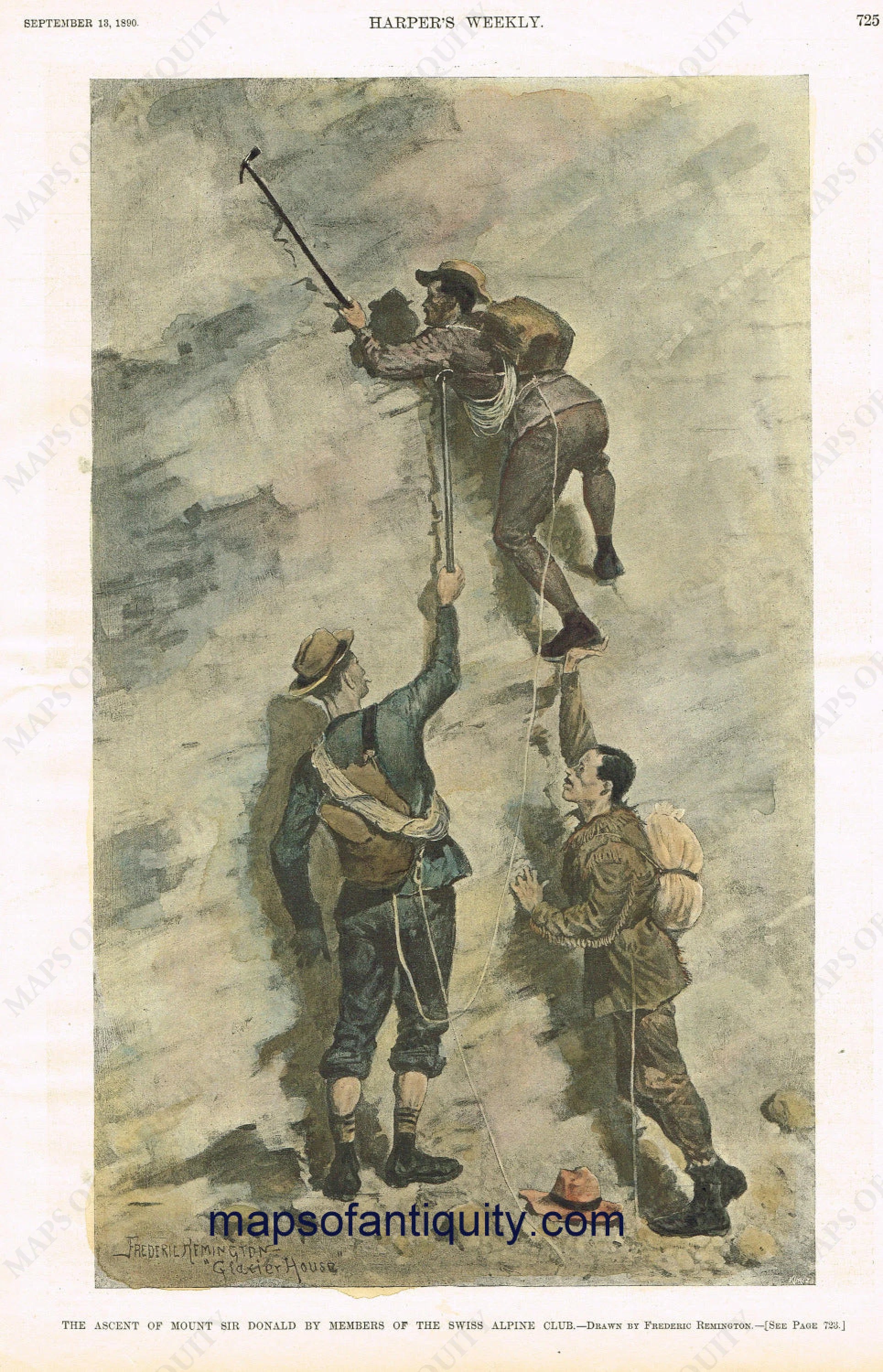 1890 - The Ascent of Mount Sir Donald by Members of the Swiss Alpine C ...