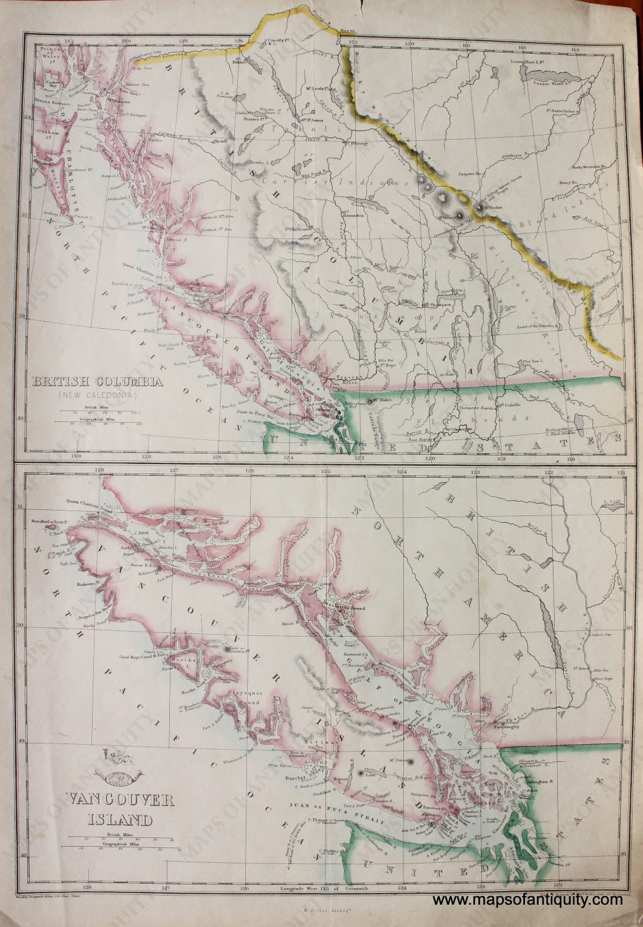 1863 - British Columbia and Vancouver Island - Antique Map – Maps of ...