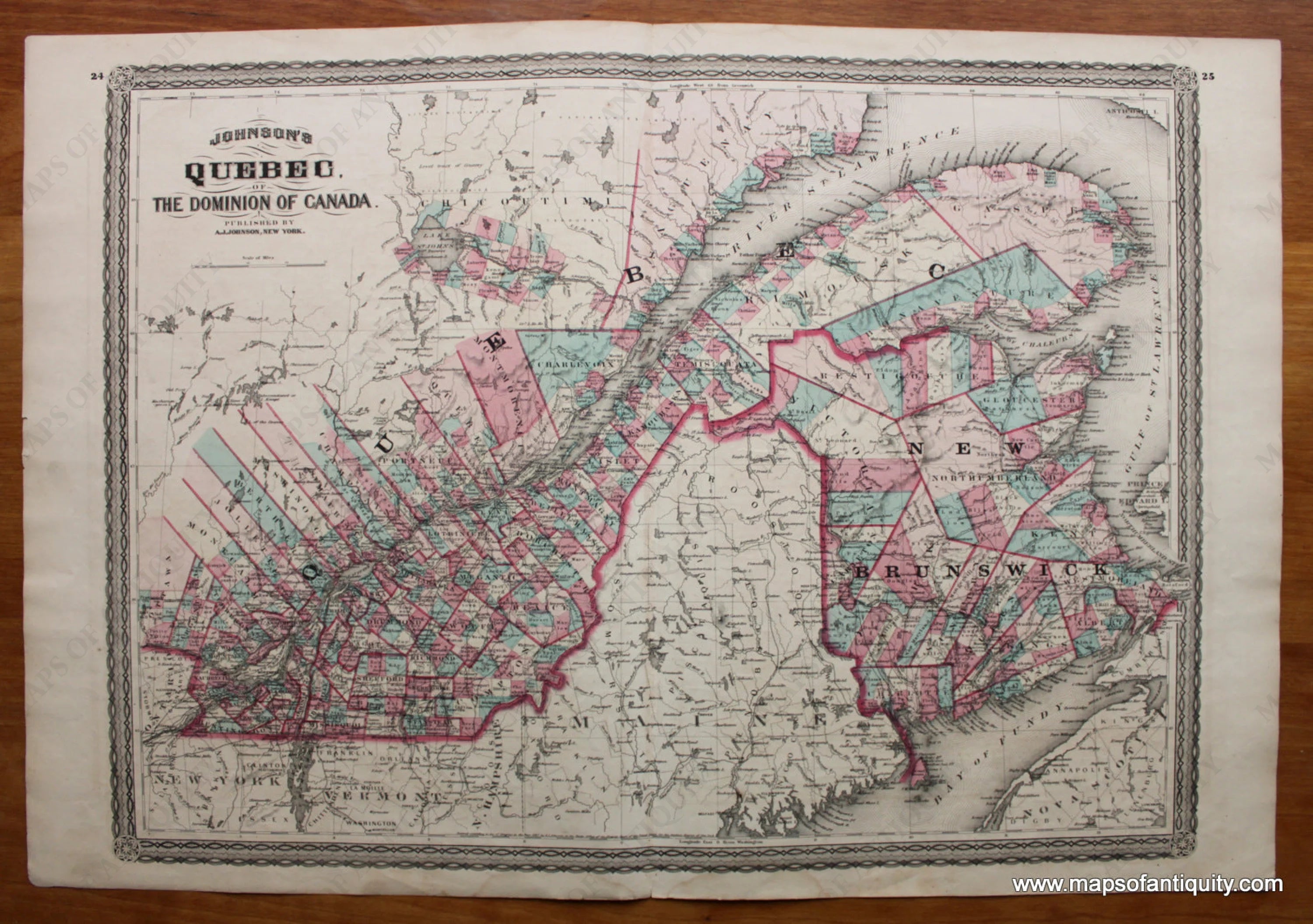 1867 - Johnson's Quebec of the Dominion of Canada - Antique Map – Maps ...