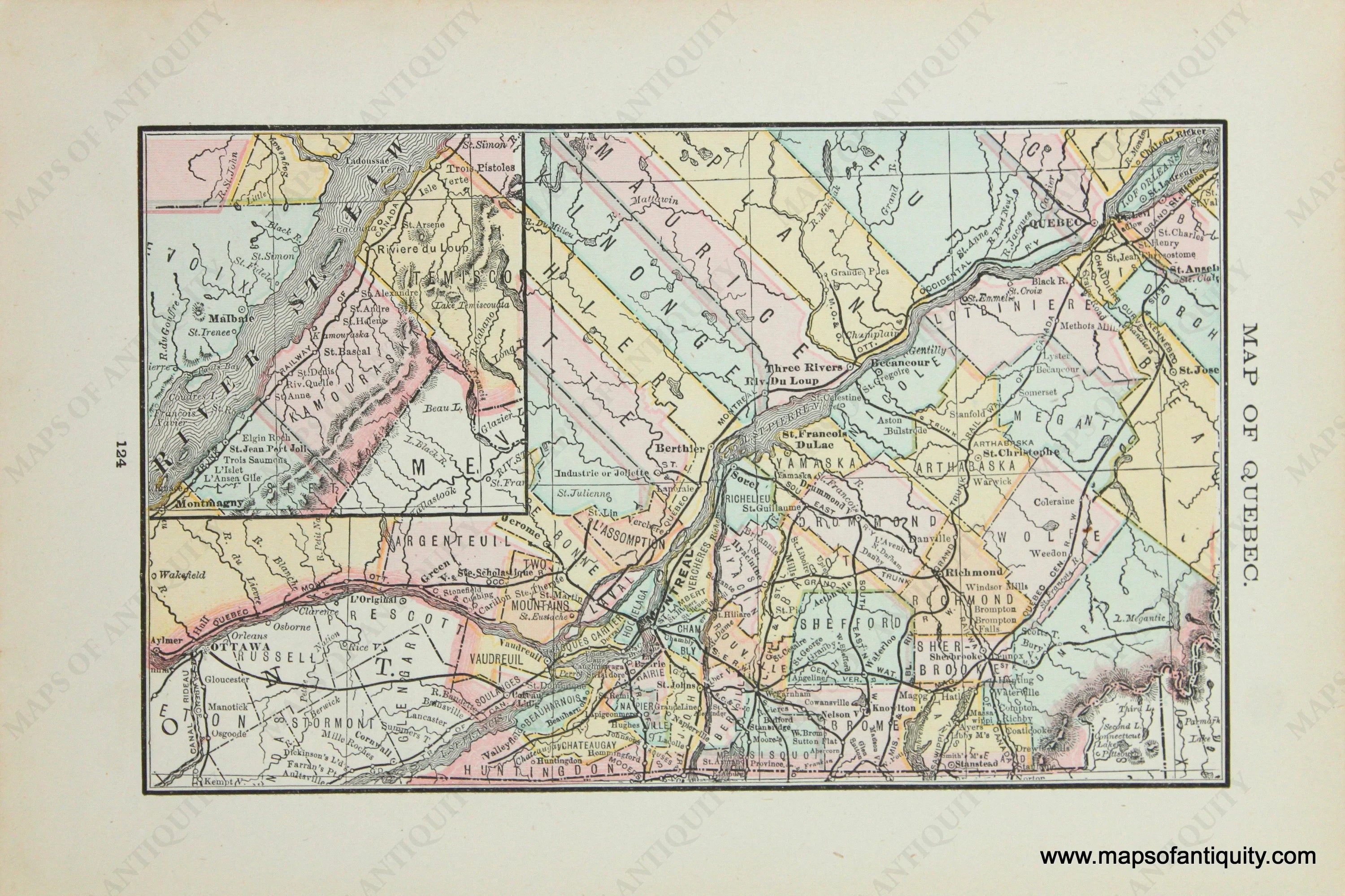 1884 - Map of Quebec - Antique Map – Maps of Antiquity