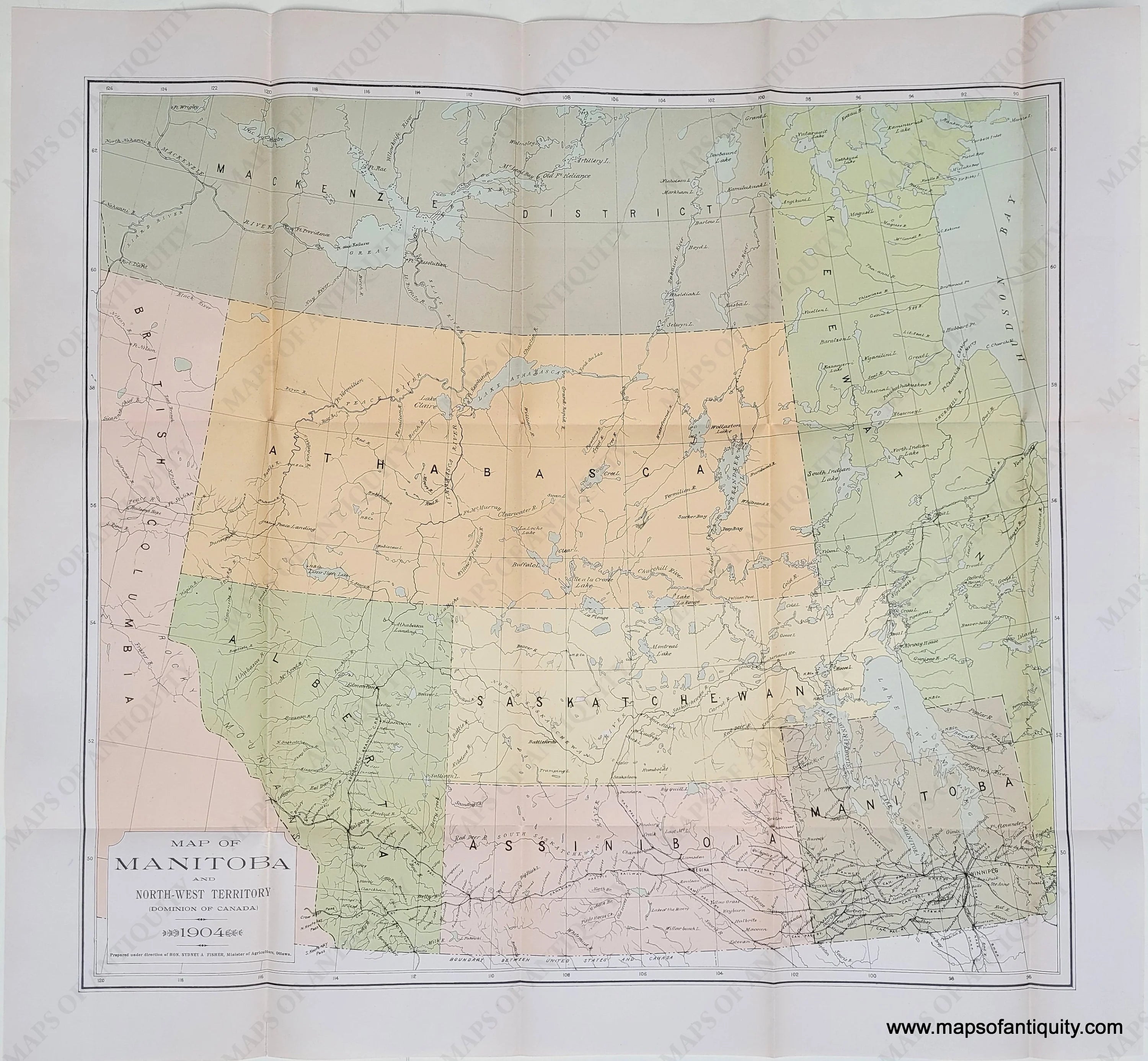 1904 - Map of Manitoba and North-West Territory (Dominion of Canada ...