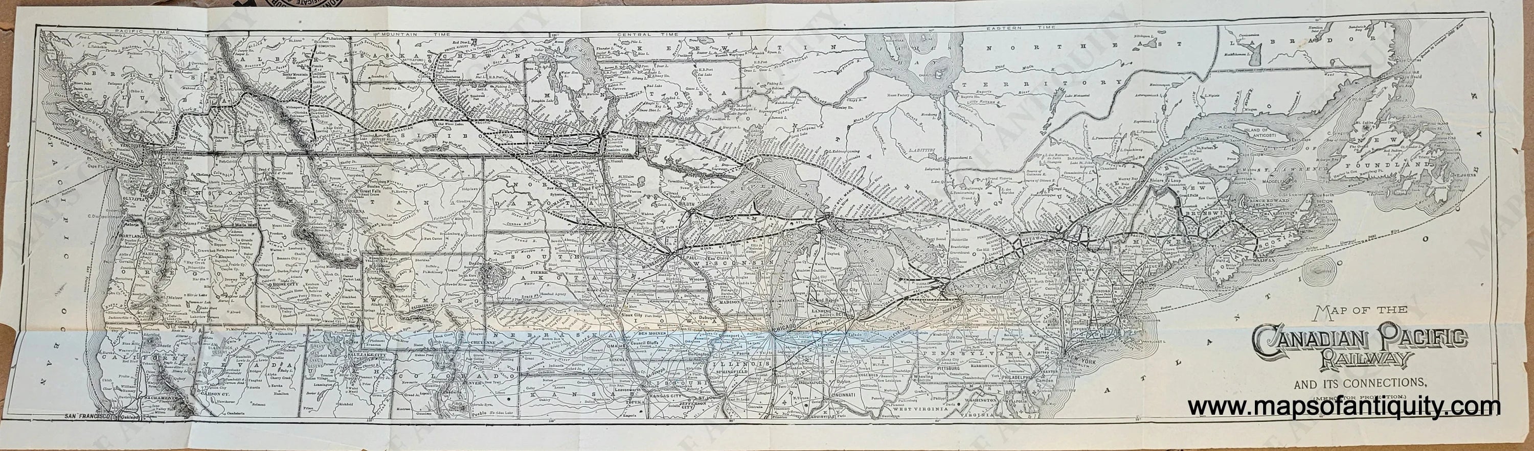 1897 Genuine Antique Map Map of the Canadian Pacific Railway and its ...