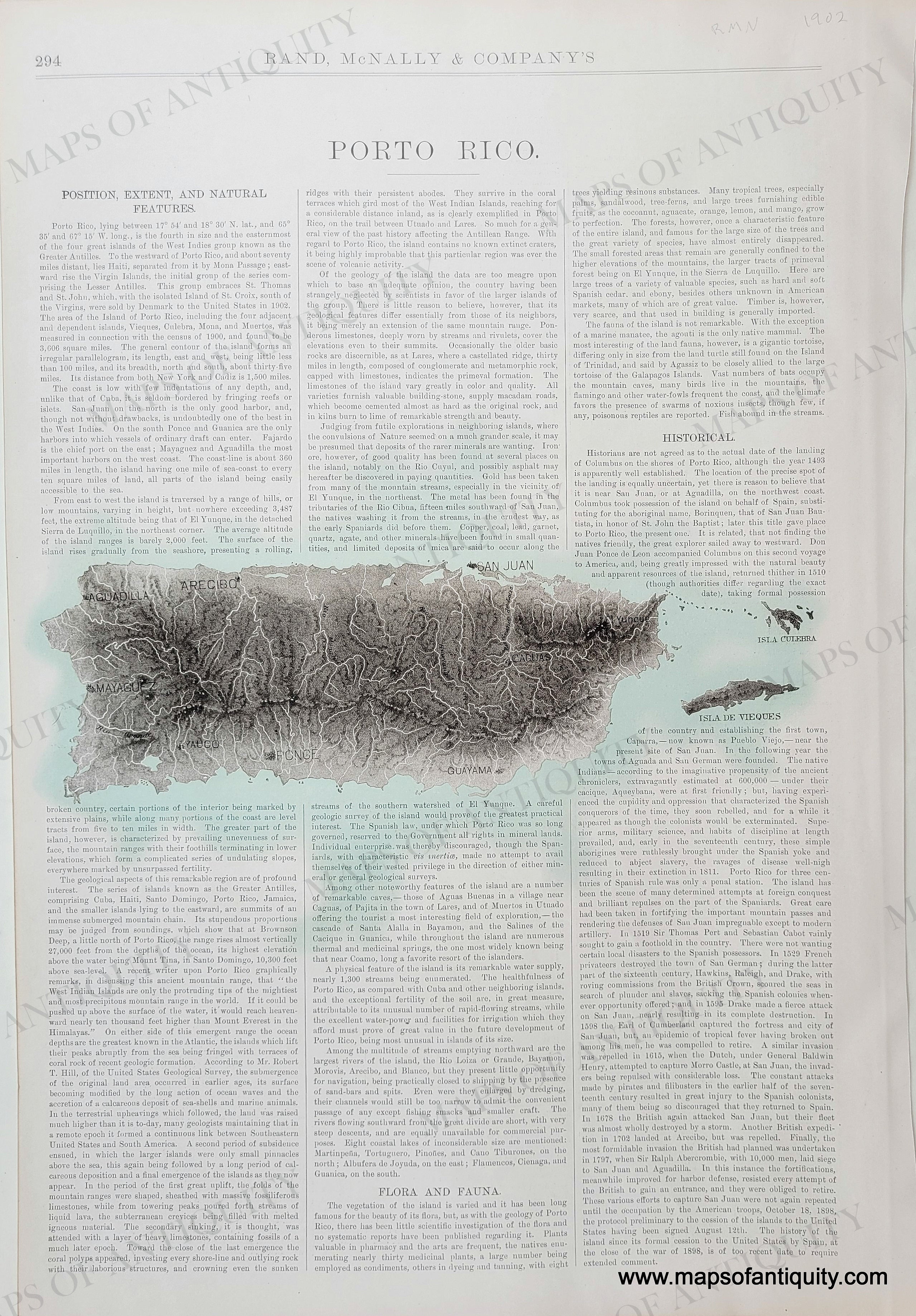 1902 - Porto Rico (Puerto Rico) - Antique Map – Maps of Antiquity
