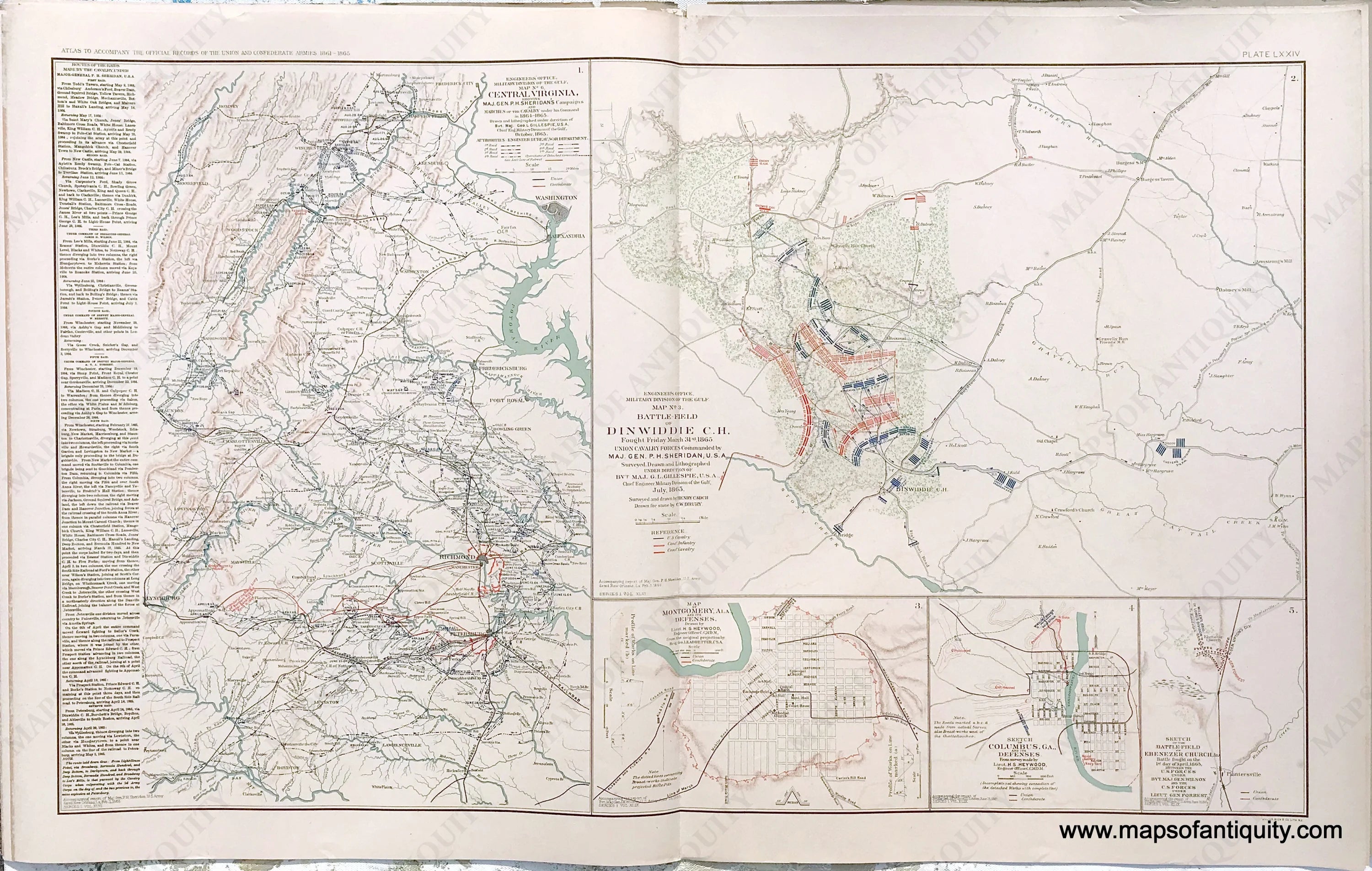 1893 - Plate 74. Central Virginia showing Major Gen. Sheridan's Campai ...