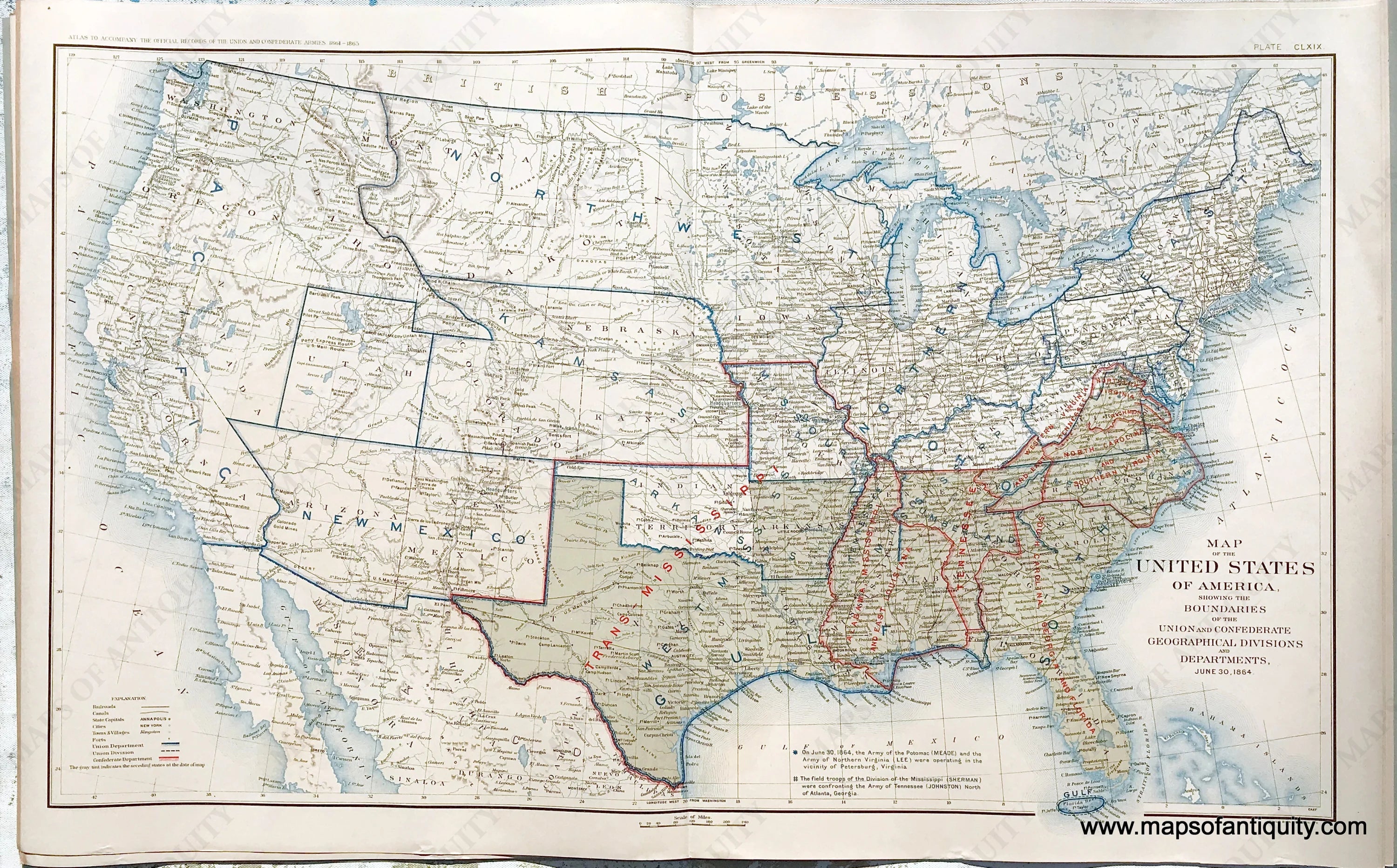 1895 - Plate 169. The United States of America showing the Boundaries ...