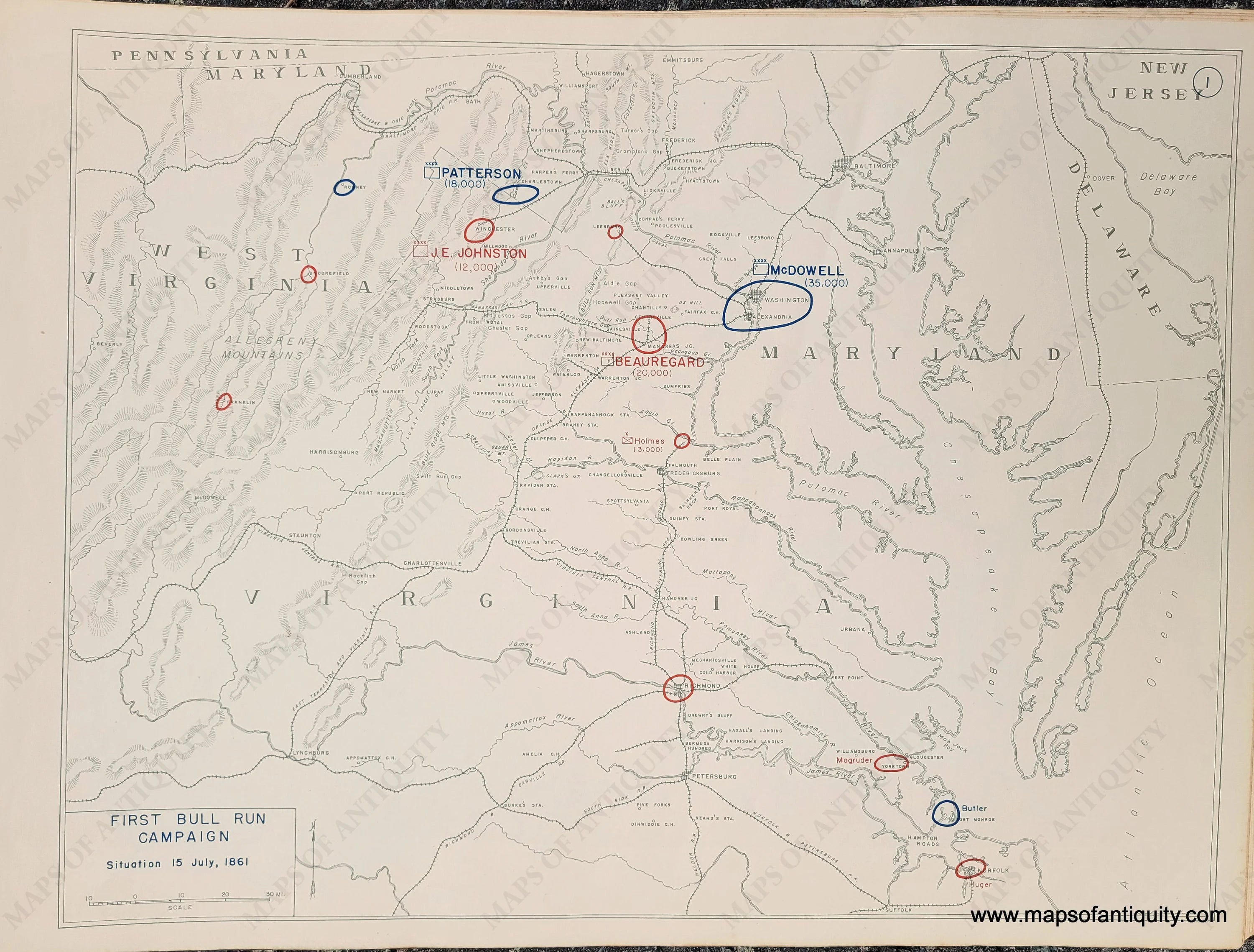 1948 - First Bull Run Campaign, Situation 15 July, 1861 (Plate 1) - An ...