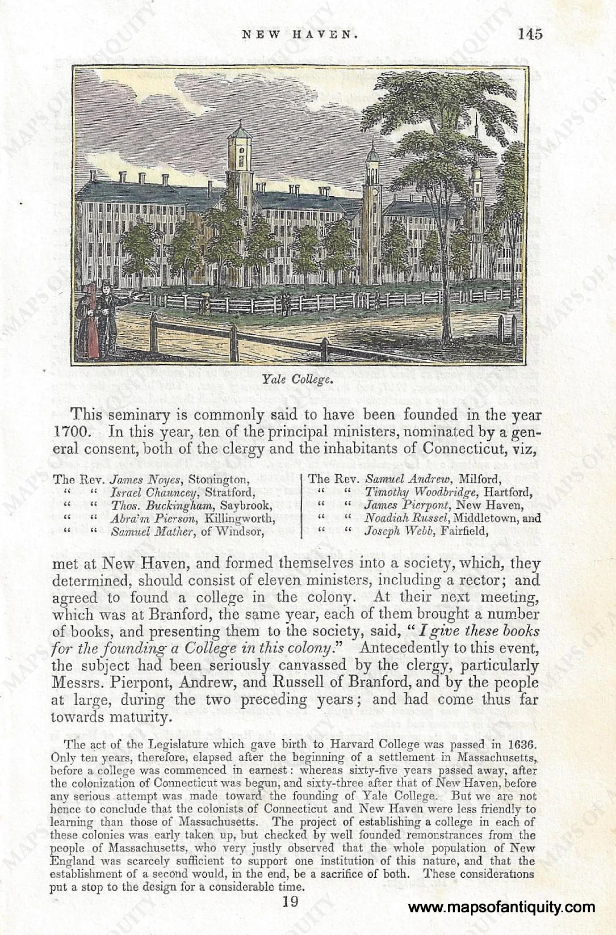 1840 - Yale College - Antique Print – Maps of Antiquity