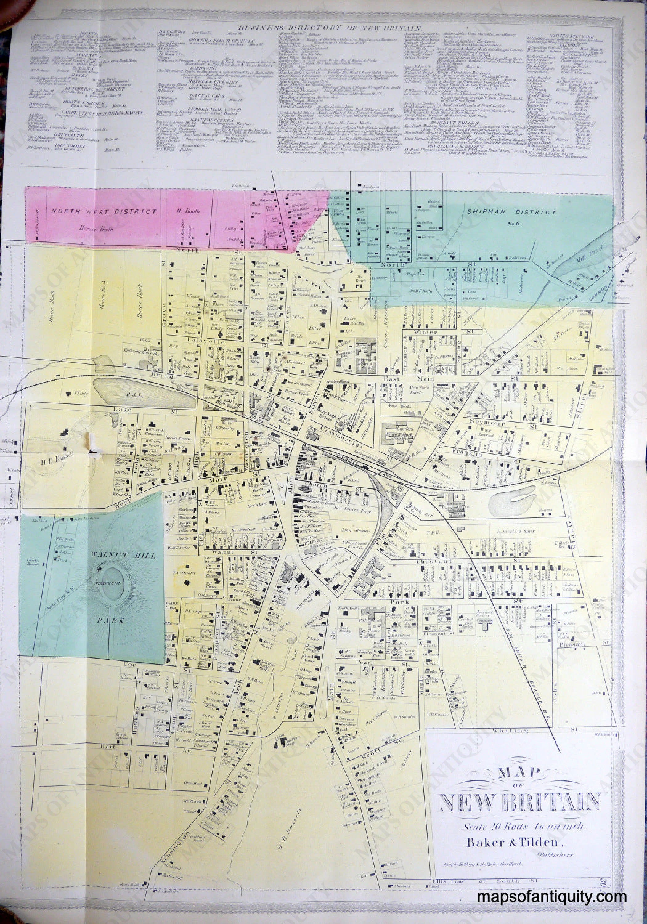 1869 - Plan of the village of New Britain (CT) - Antique Map – Maps of ...