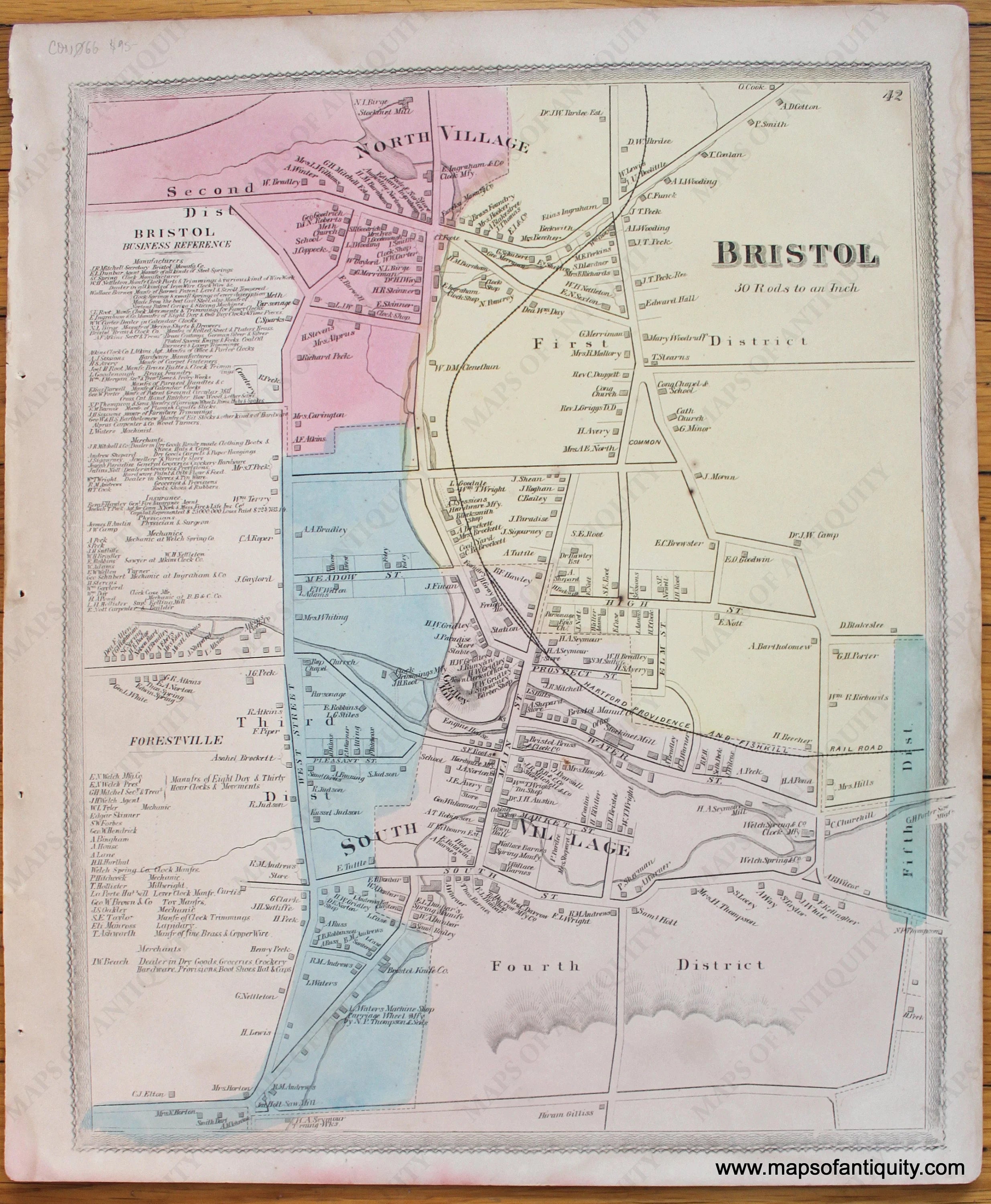 1869 - Plan of the village of Bristol (CT) - Antique Map – Maps of ...