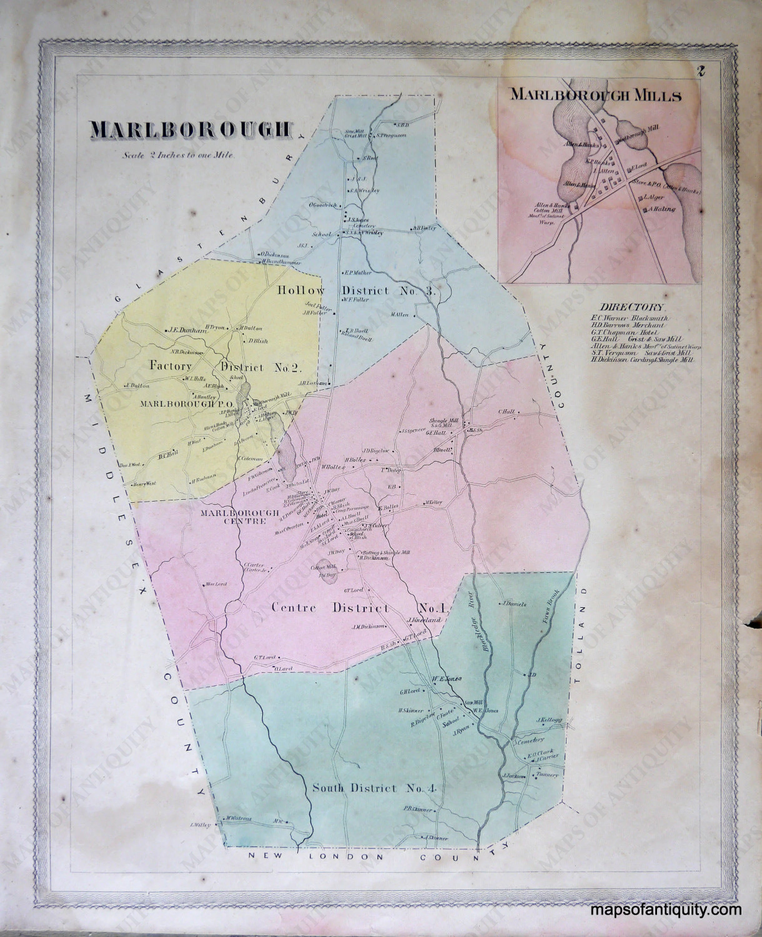 1869 - Marlborough (CT) - Antique Map – Maps of Antiquity