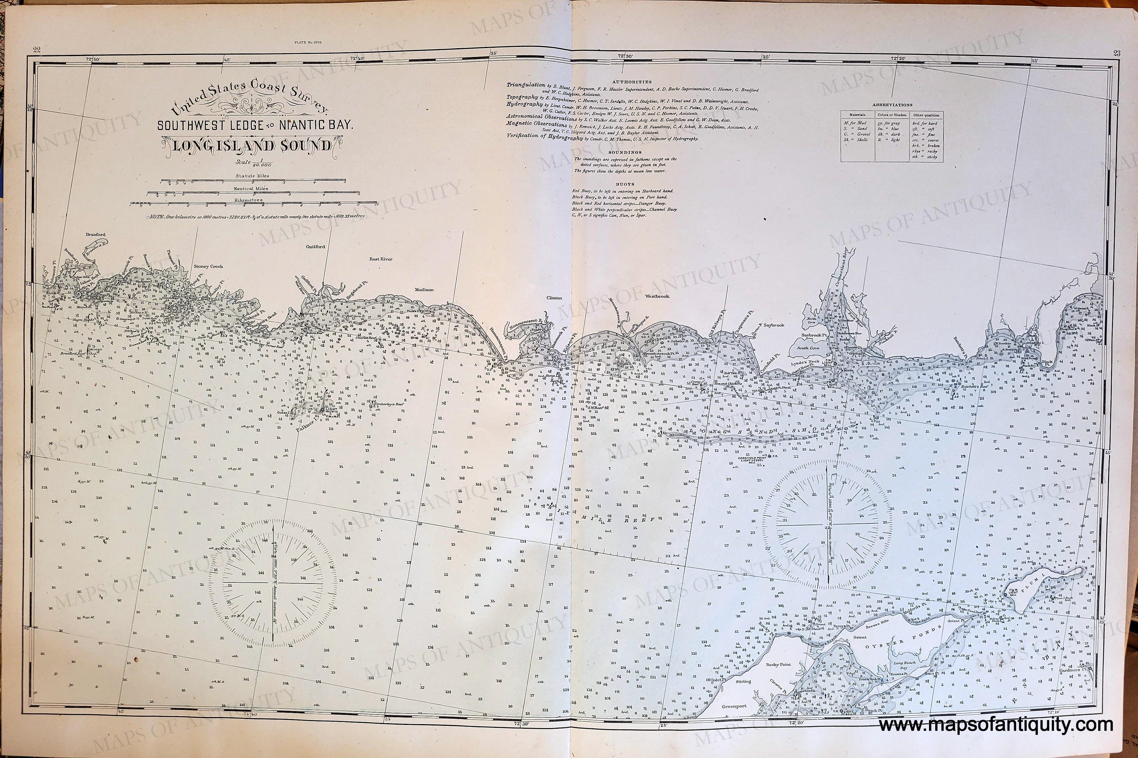 1893 - United States Coast Survey. Southwest Ledge to Niantic Bay. Lon ...