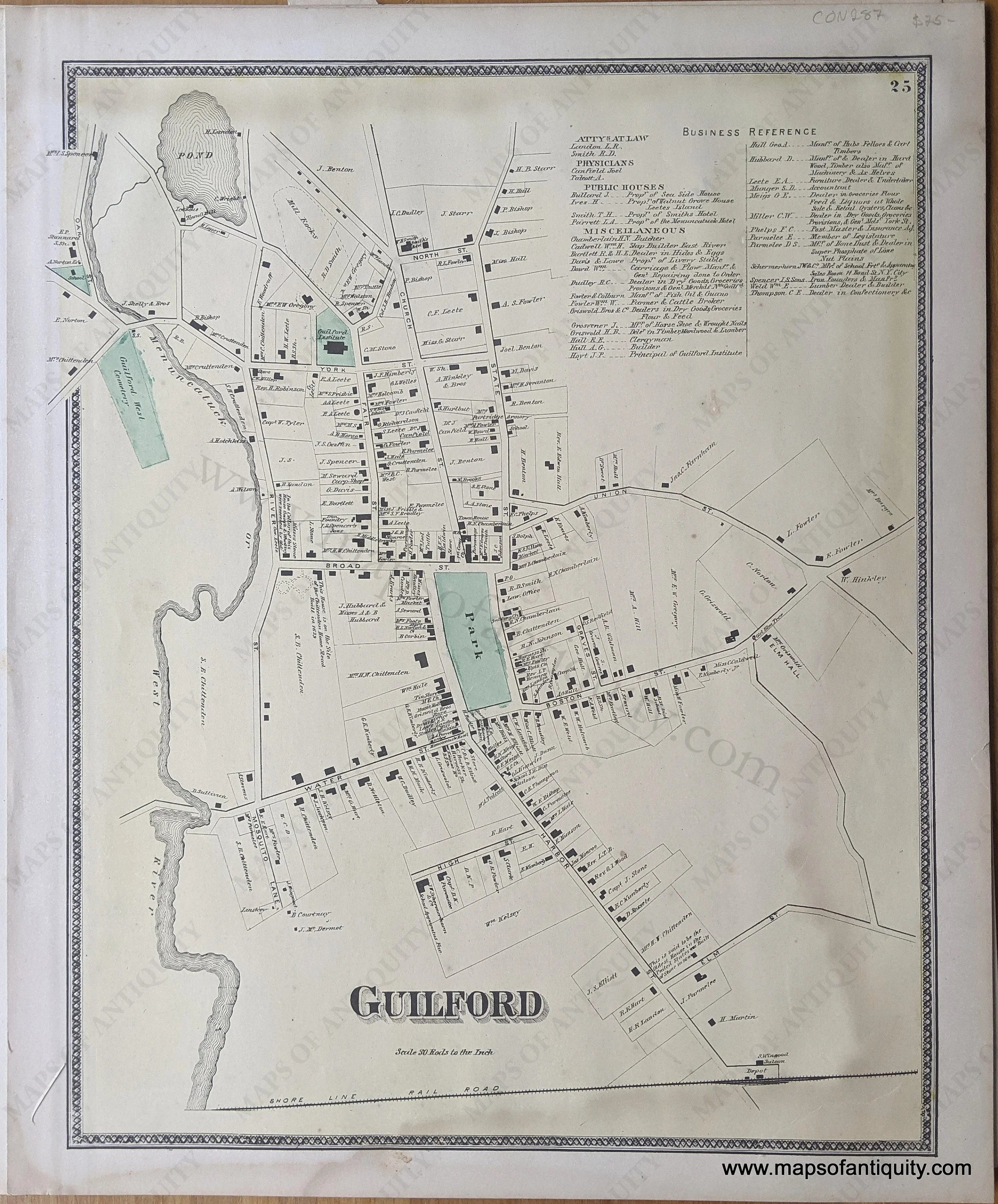 1868 - Guilford (CT) - Antique Map – Maps of Antiquity