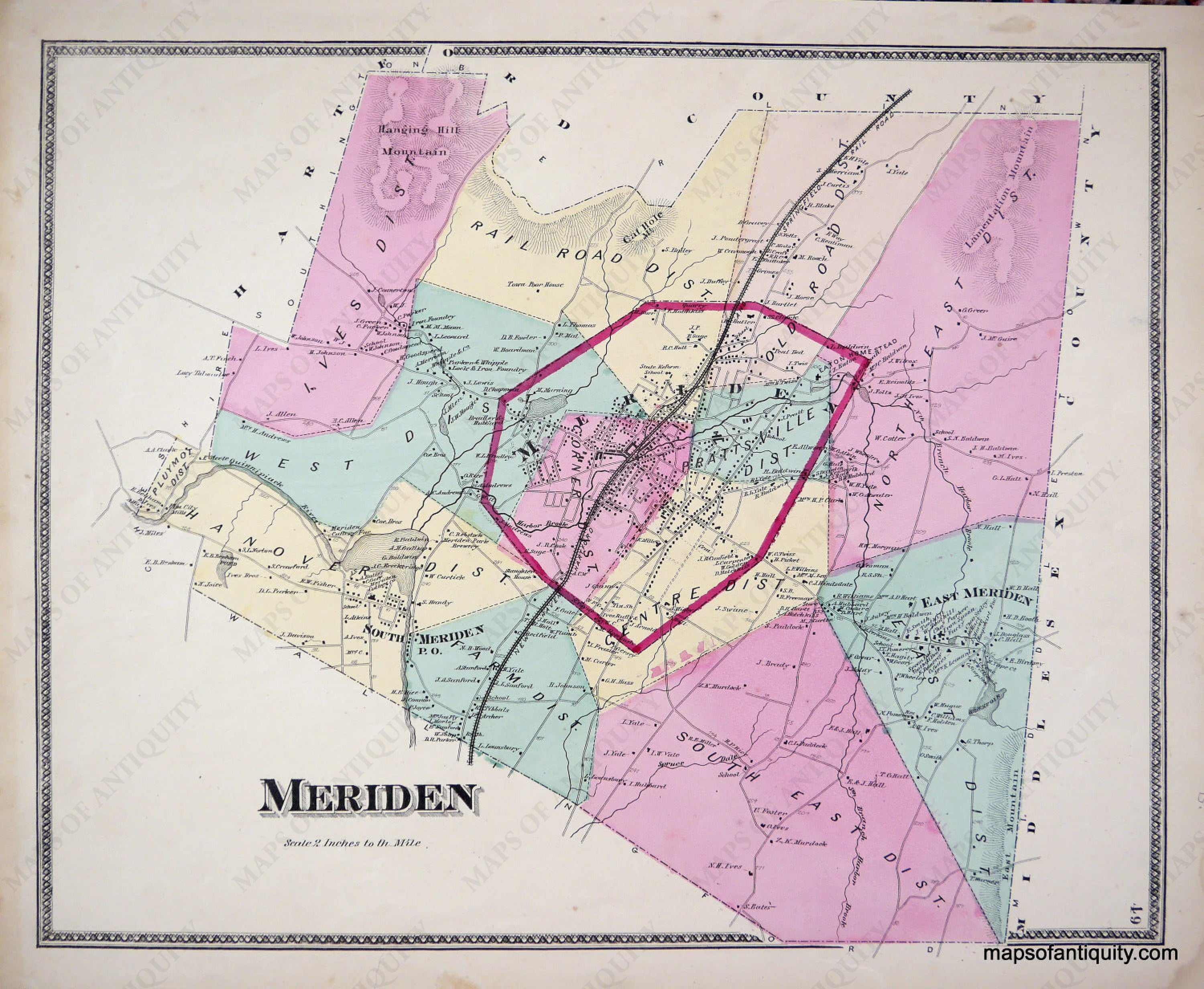1868 - Meriden (CT) - Antique Map – Maps of Antiquity
