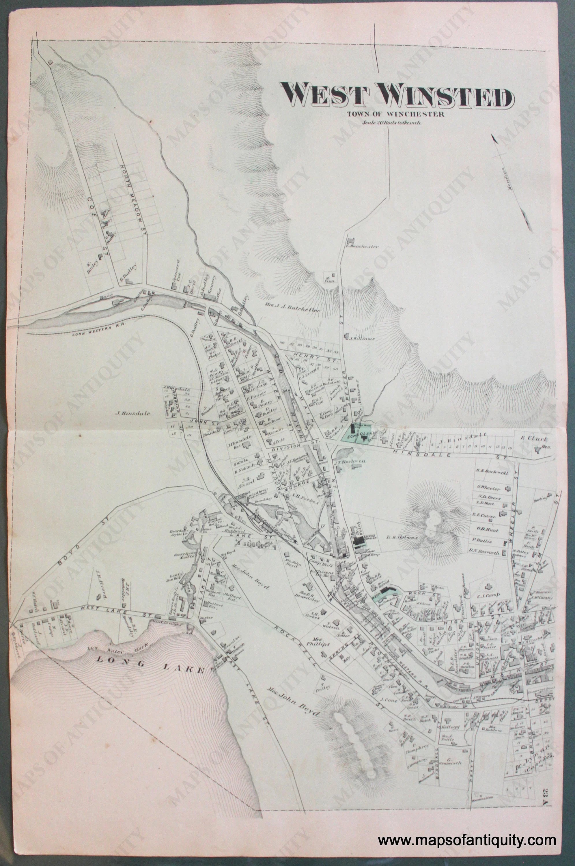 1874 - West Winsted Connecticut - Antique Map – Maps of Antiquity