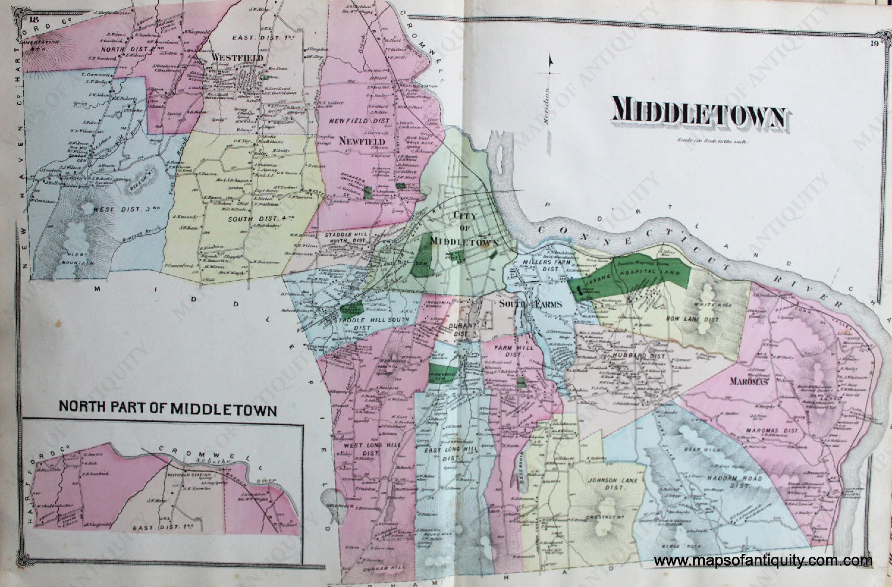 1874 - Middletown, CT - Antique Map – Maps of Antiquity