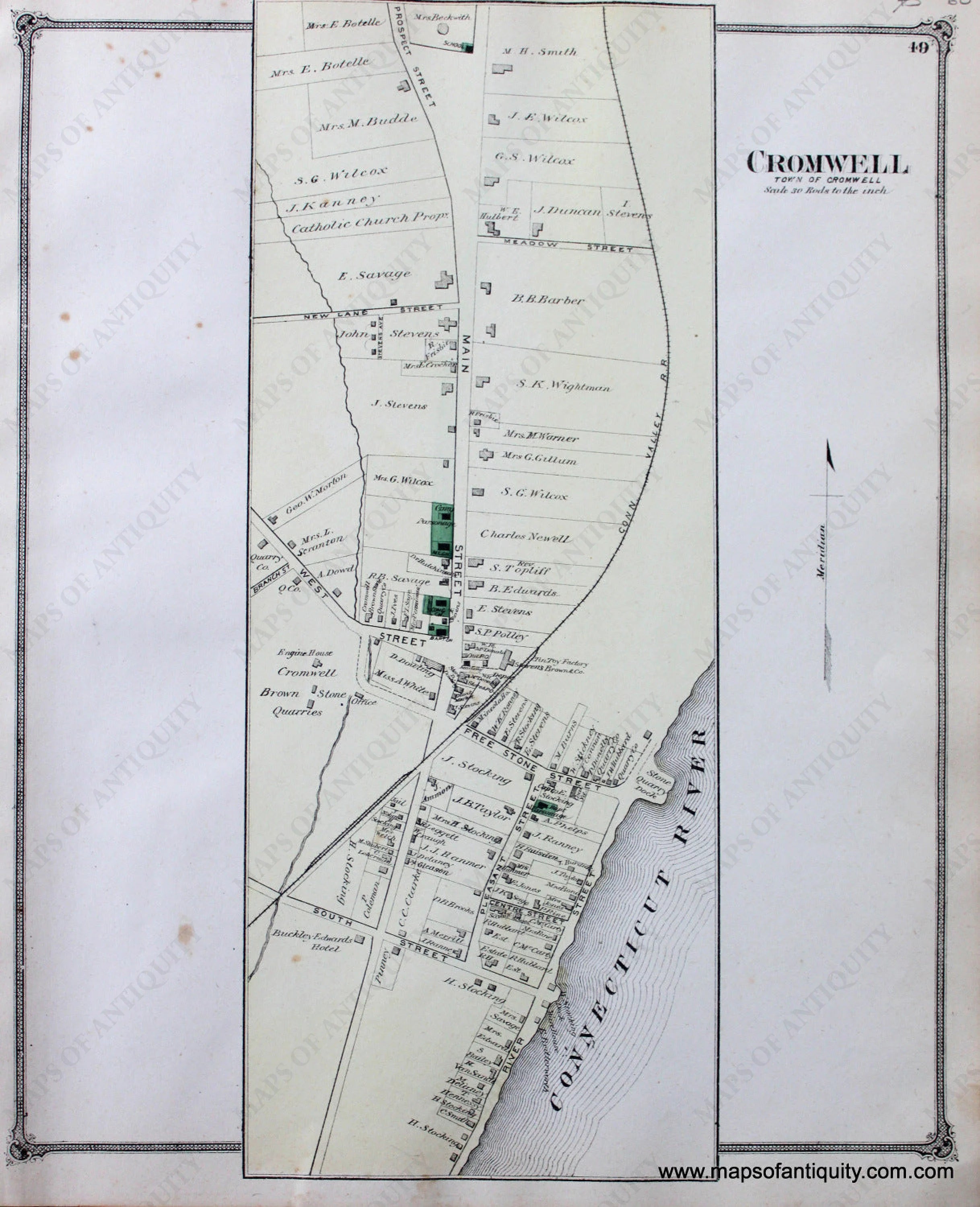 1874 - Cromwell Village, CT - Antique Map – Maps of Antiquity