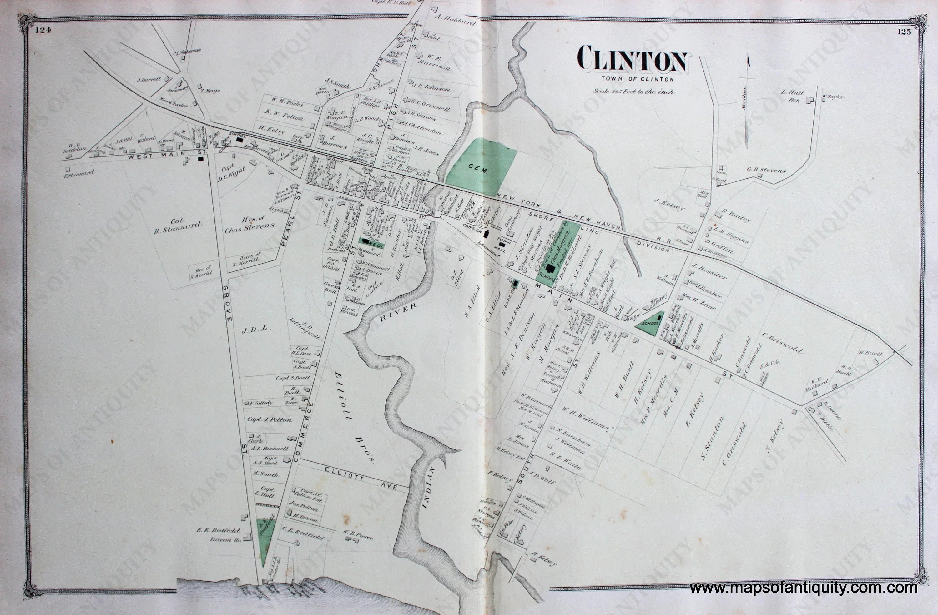 1874 - Clinton Center, Clinton, CT - Antique Map – Maps of Antiquity