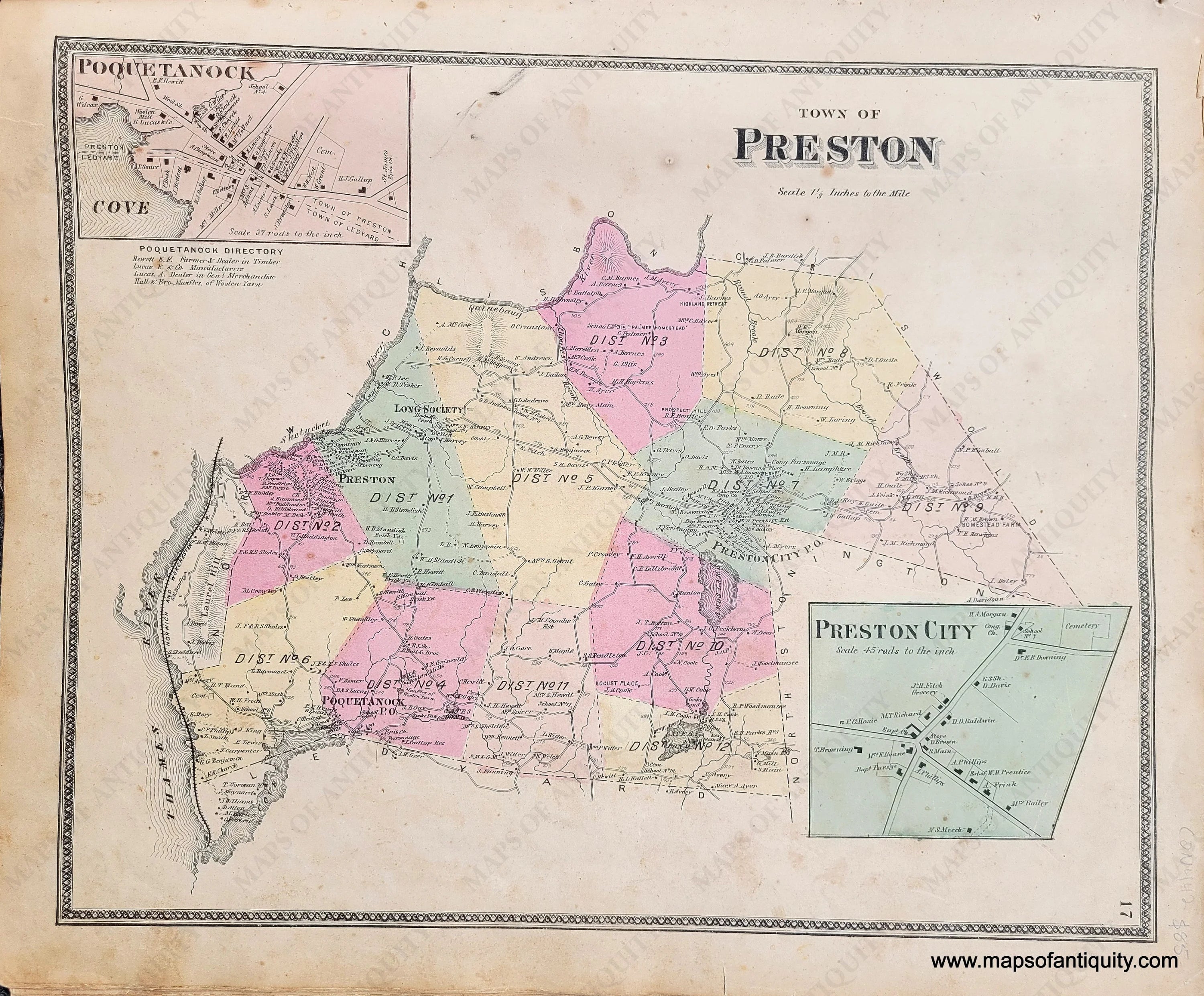1868 - Town of Preston (CT) - Antique Map – Maps of Antiquity