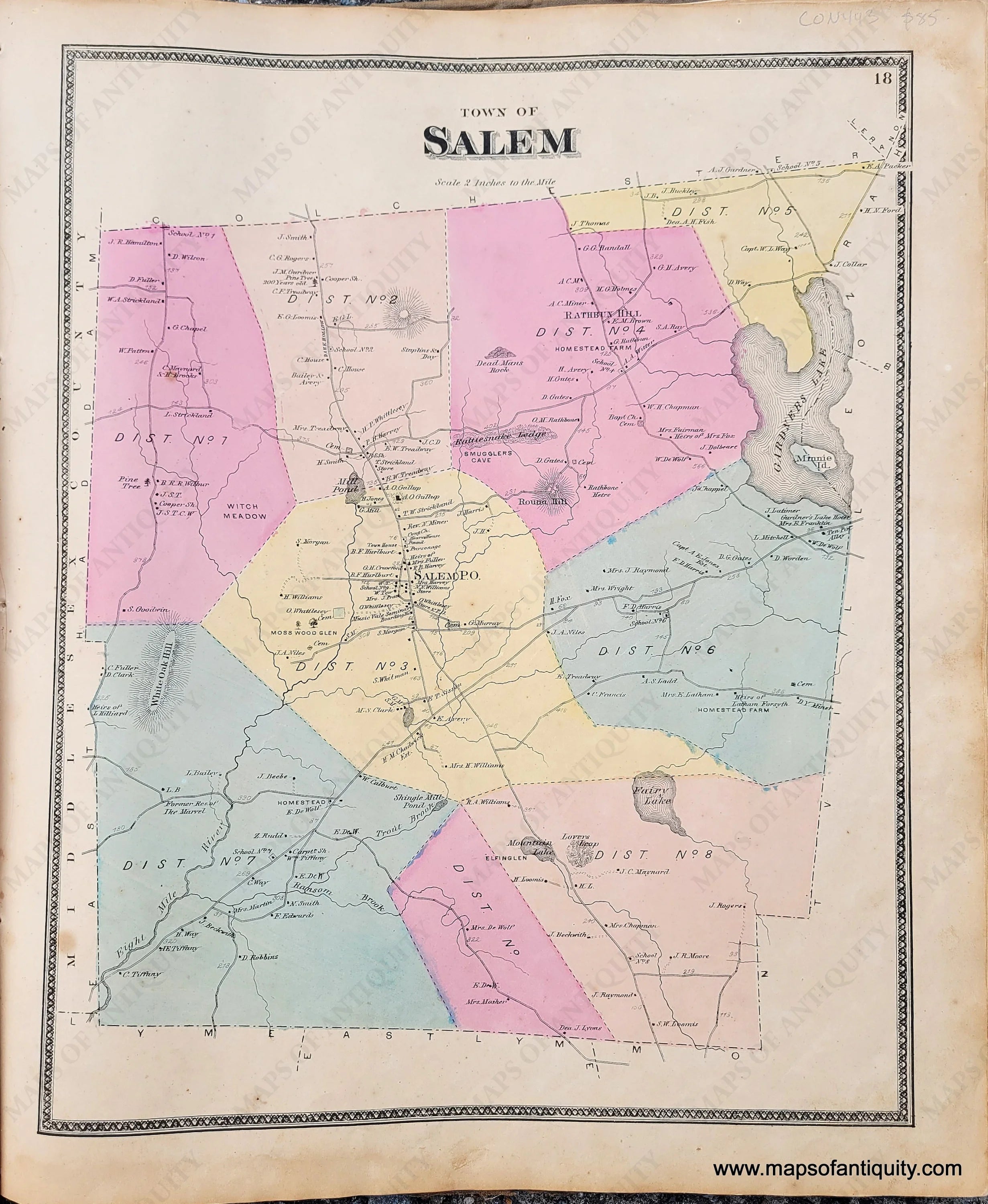 1868 - Town of Salem (CT) - Antique Map – Maps of Antiquity