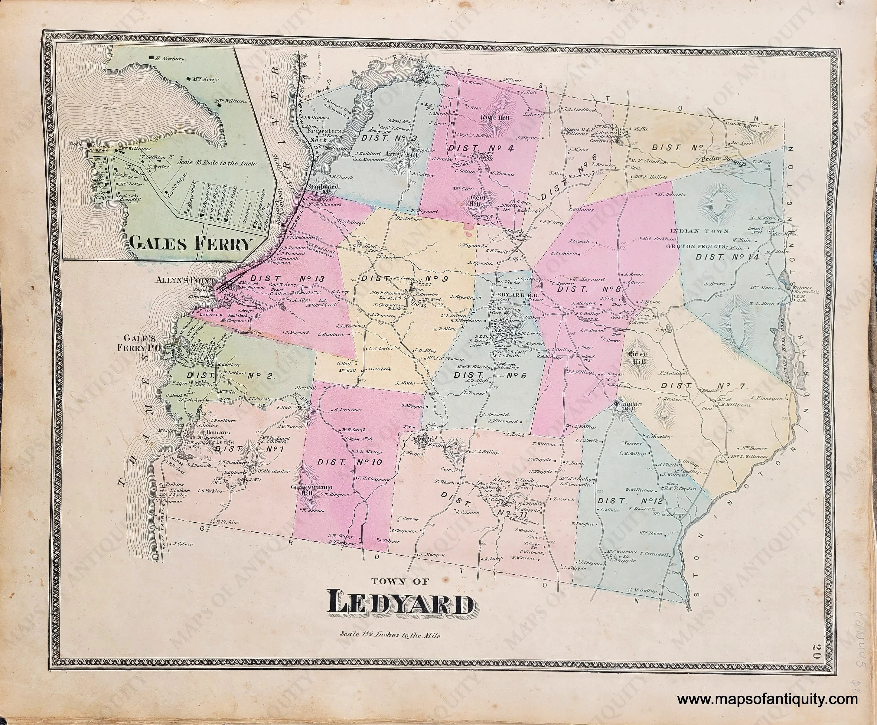 1868 - Town of Ledyard (CT) - Antique Map – Maps of Antiquity