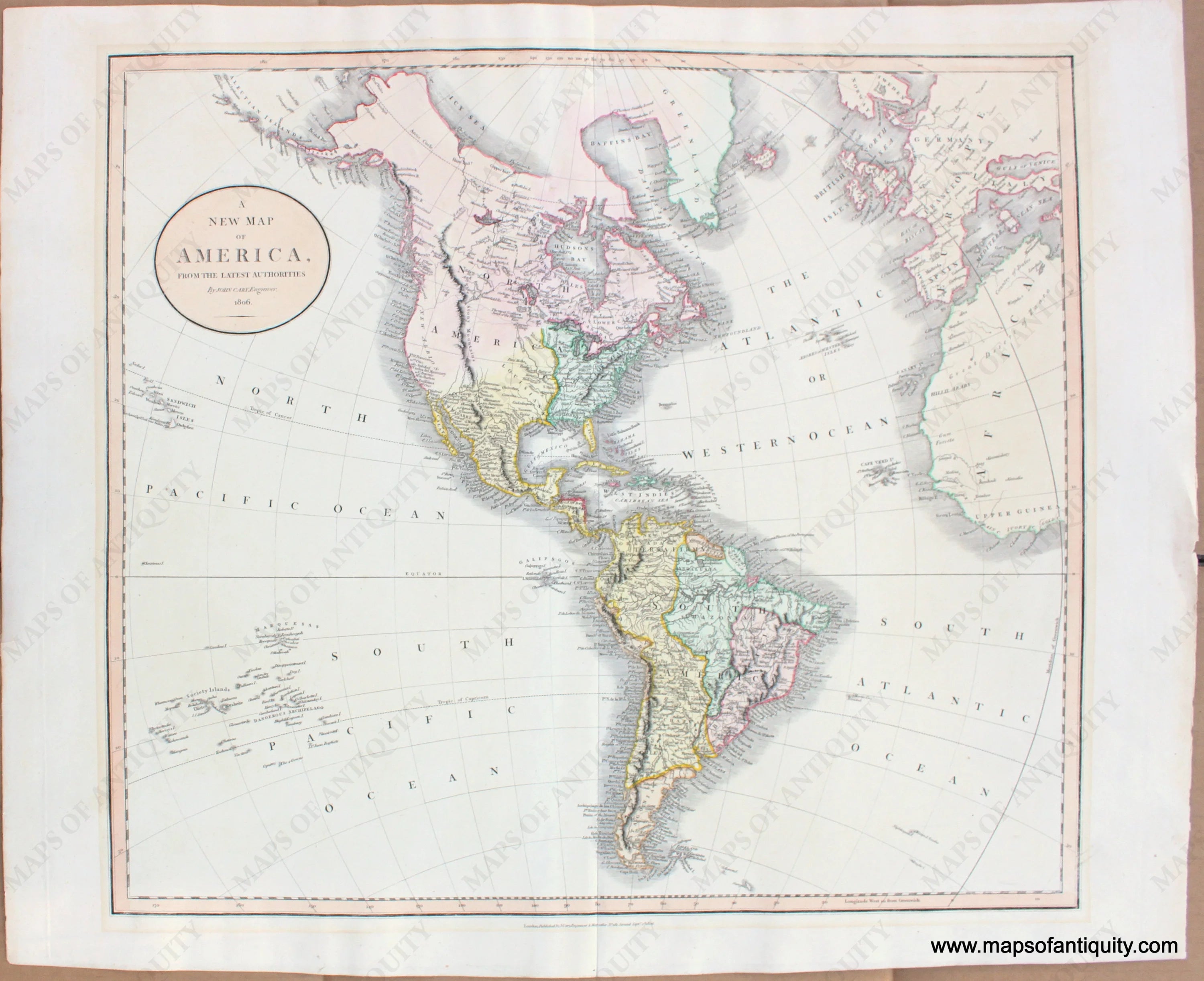 1806 - A New Map of America from the Latest Authorities - Antique Map ...