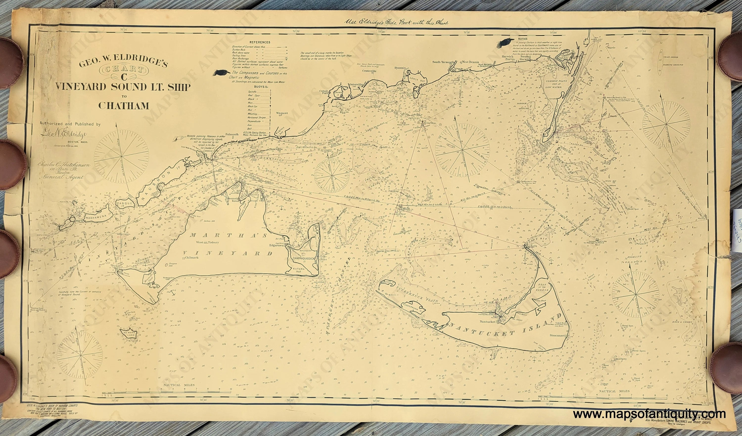 1904 - Geo. W. Eldridge's Chart C, Vineyard Sound Lt. Ship to Chatham ...