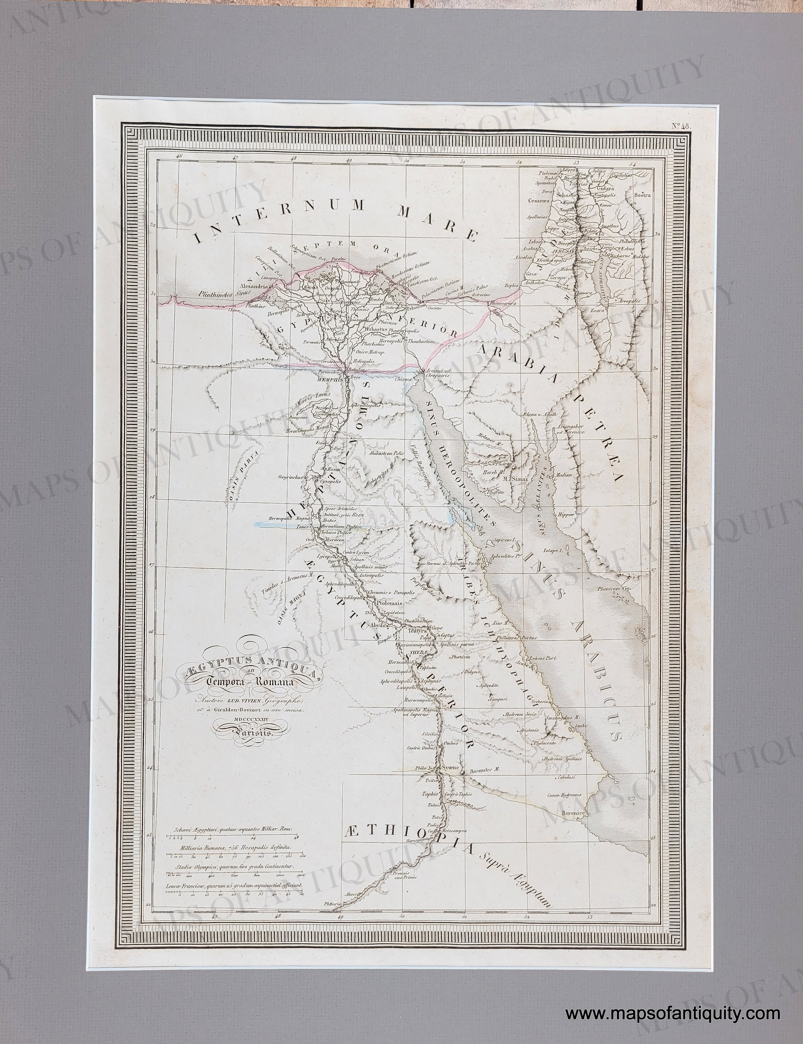 1834 Genuine Antique Map Egypt - Aegyptus Antiqua, ad Tempora Romana ...